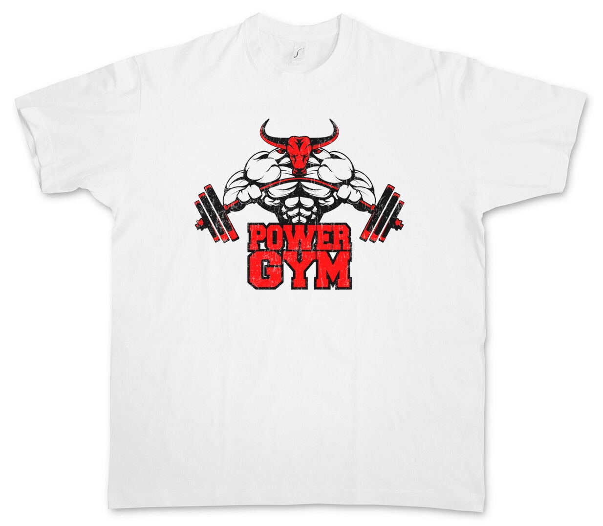 POWER GYM BULL T-SHIRT Fitness Sports Bulle Stier Muscles Muskeln Body ...