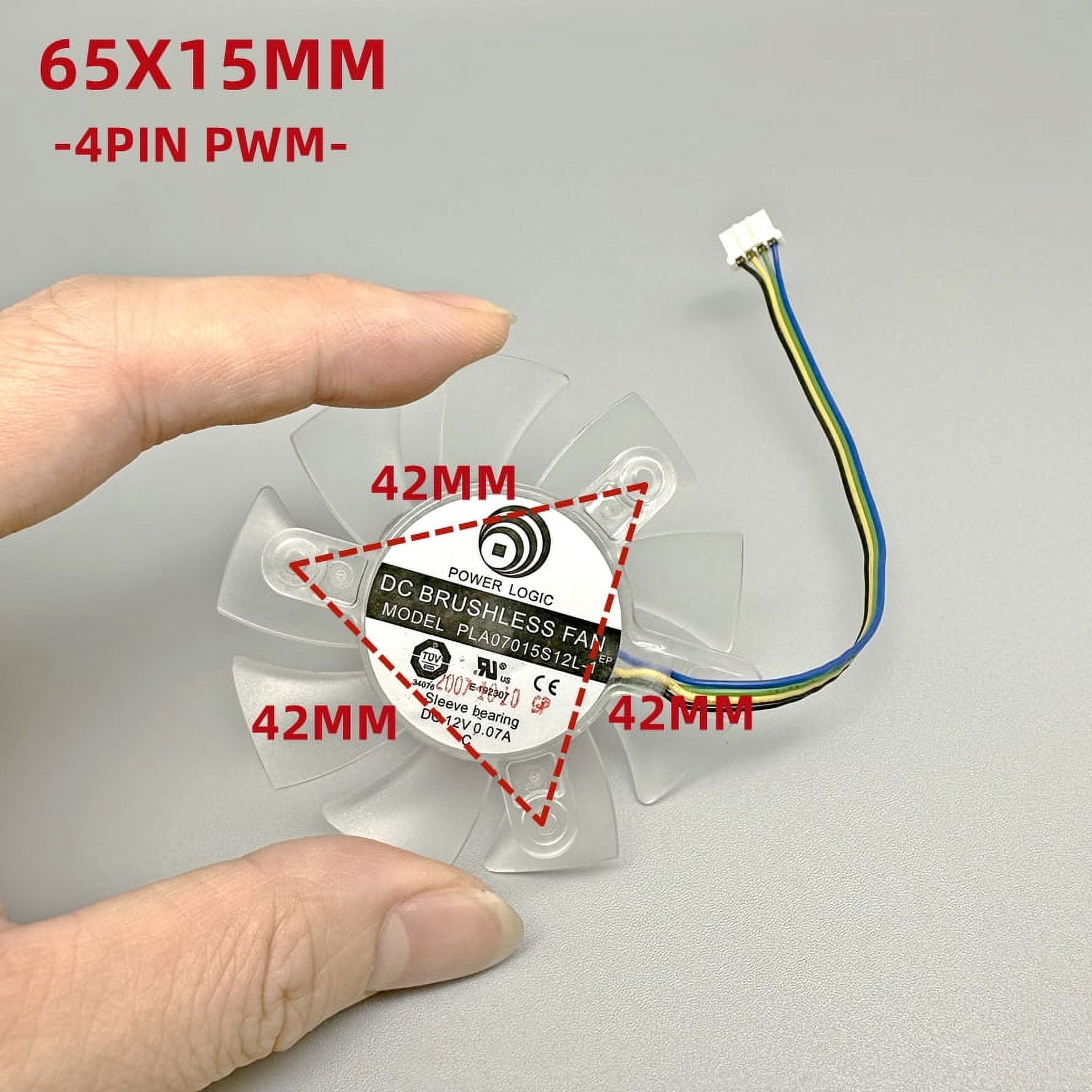 POWER LOGIC DC12V 0.07A 7015 65X15MM Graphics Card Fan PLA07015S12L 65MM Diameter 42mm Hole ...