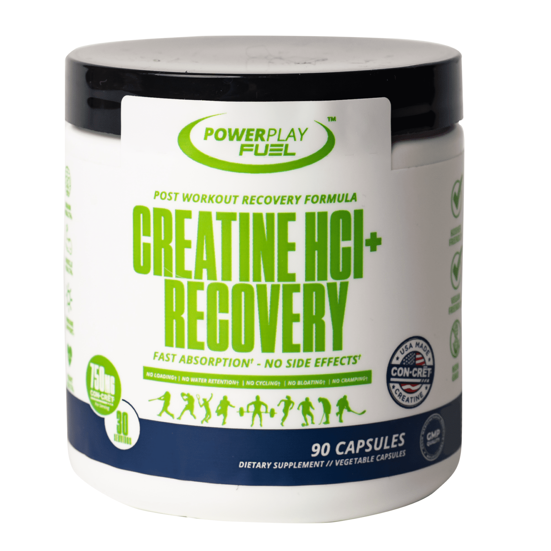 POWER PLAY FUEL CON-CRĒT® Creatine HCl Recovery Capsules, 90 Capsules ...
