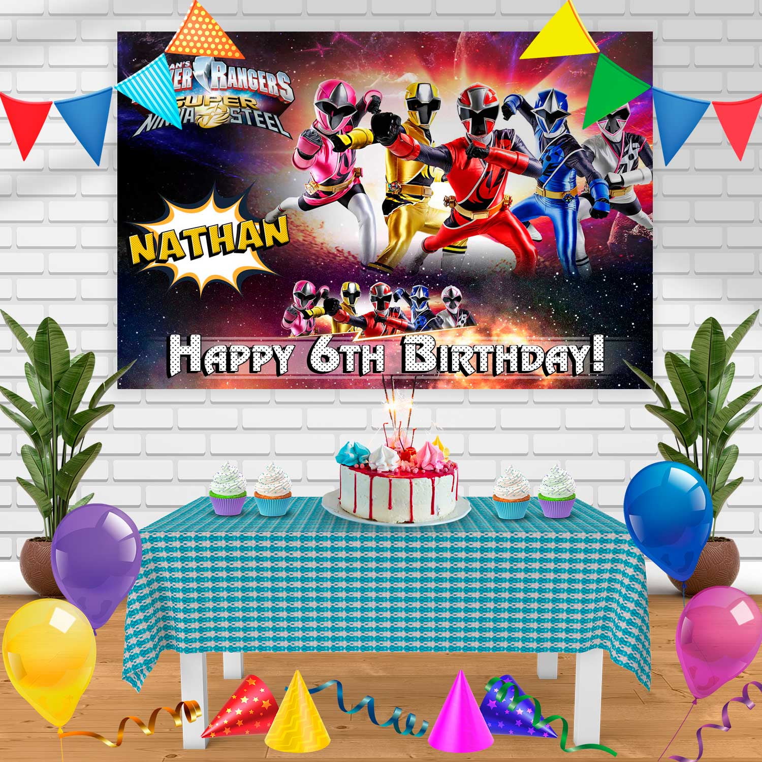 POWER RANGER 2 Birthday Banner Personalized Party Backdrop Decoration ...