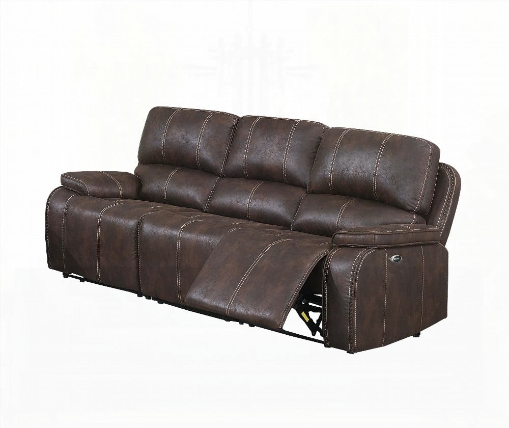 Modern Leather-like Fabric Power Reclining Sofa 88" for Living Room ...