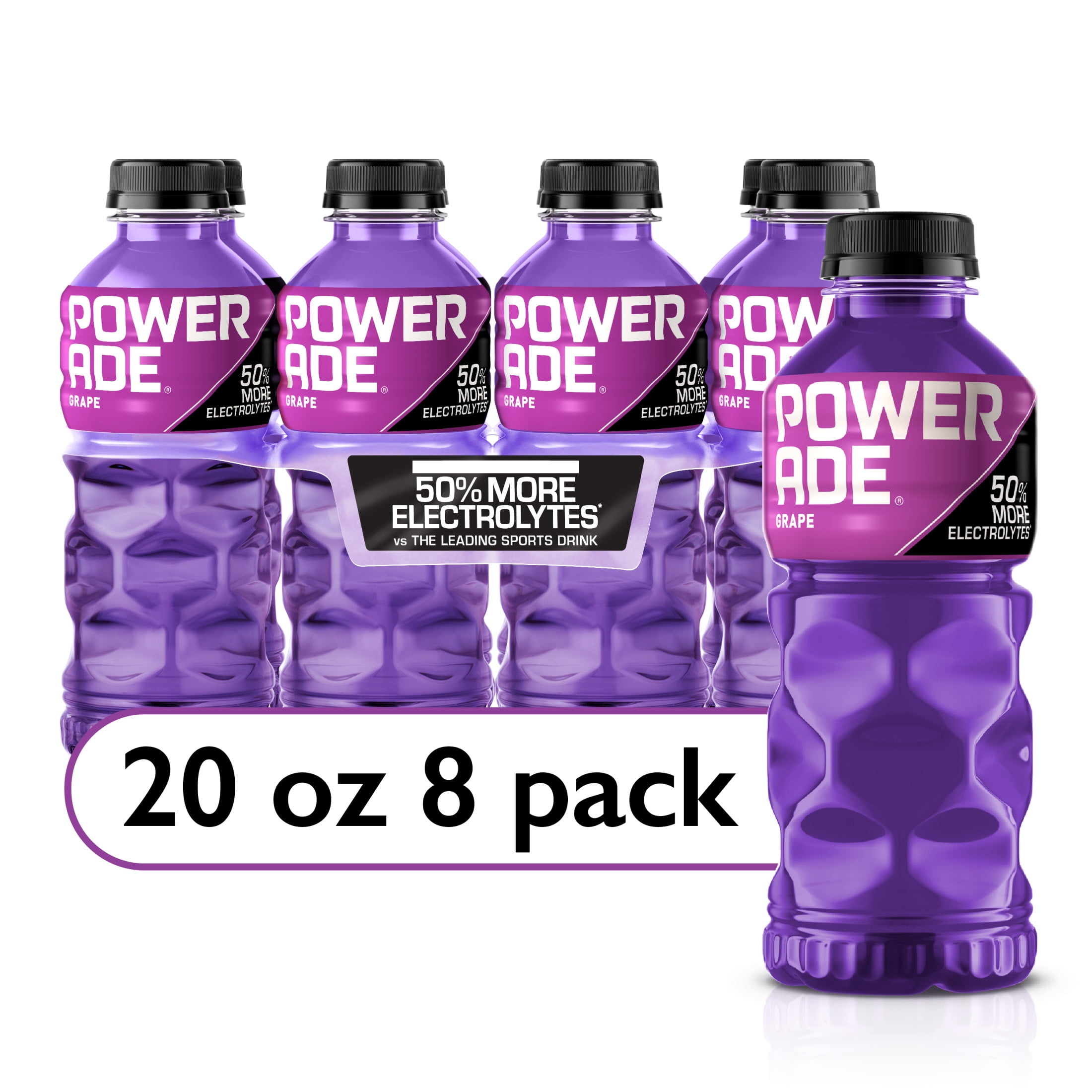 POWERADE Electrolyte Enhanced Grape Sport Drink, 20 fl oz, 8 Count ...