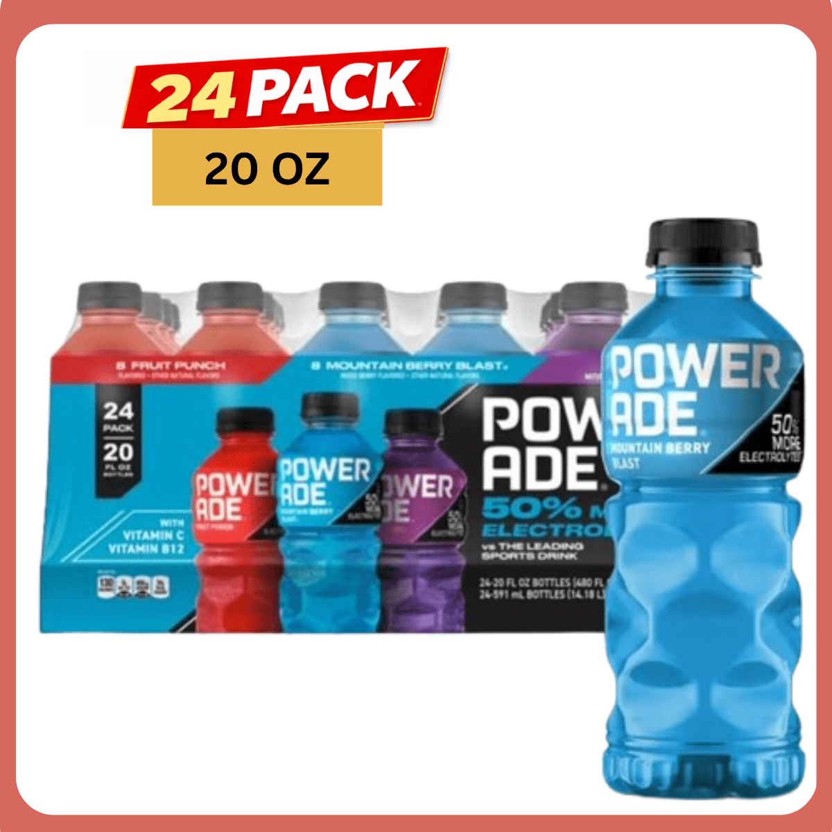 POWERADE Sports Drink Variety Pack, 20 fl oz Bottles, 24 Pack ...