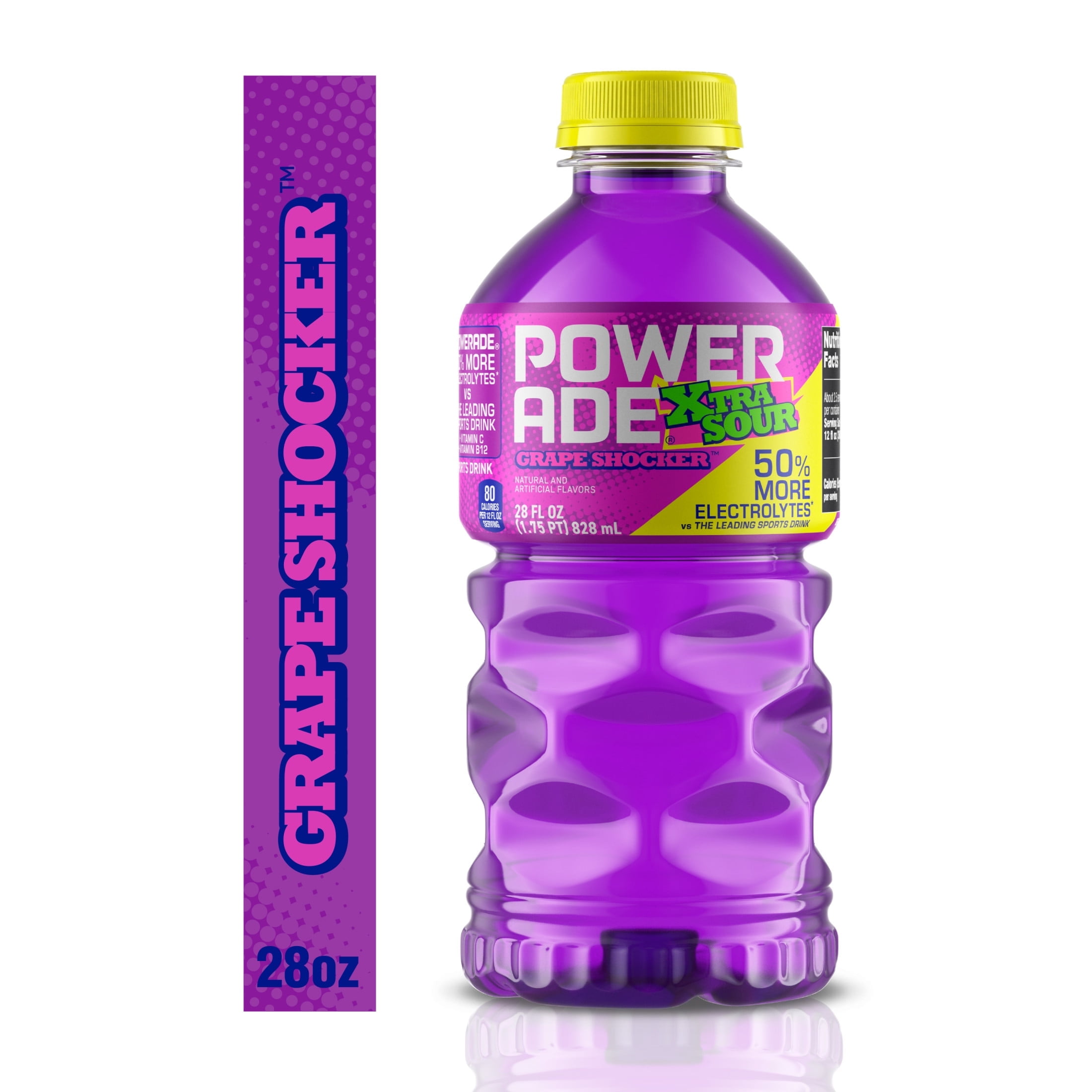 POWERADE XTRA SOUR Grape Shocker Electrolyte Sports Drink, 28 fl oz ...
