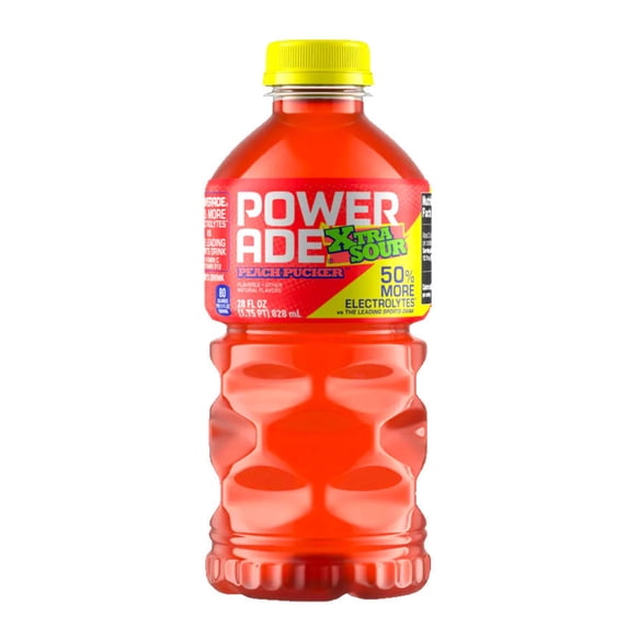 POWERADE XTRA SOUR Peach Pucker Electrolyte Sports Drink, 28 fl oz ...