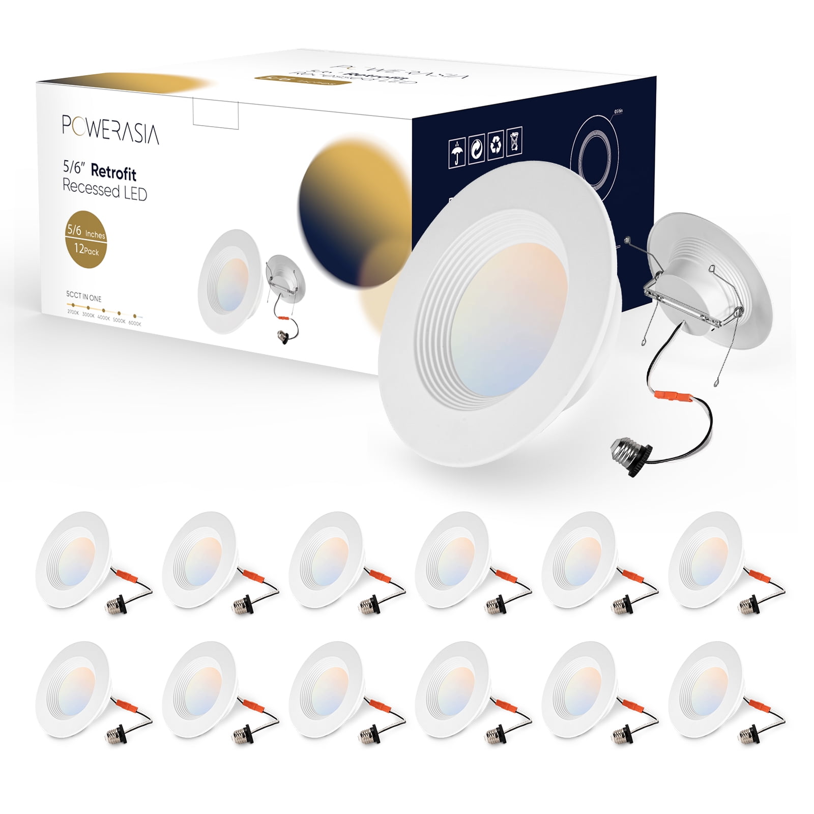 POWERASIA 6" LED Retrofit Recessed Lights (12 Count) - Walmart.com