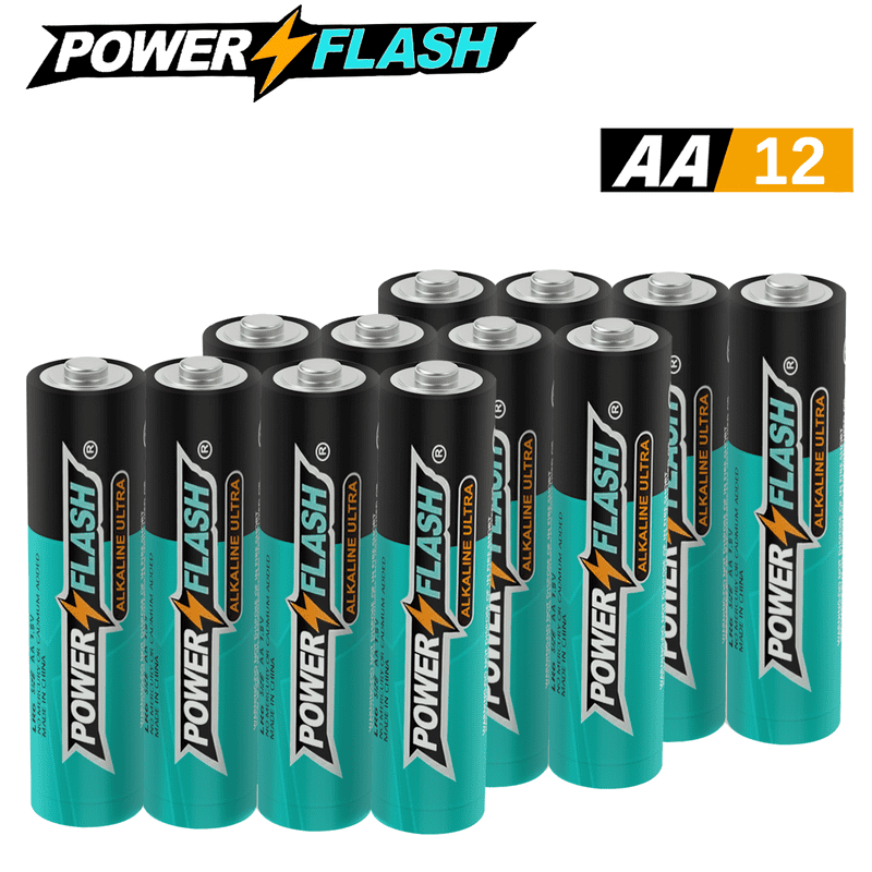 POWERFLASH AA - 12 Pack Batteries with Long-Lasting Power, Leak ...