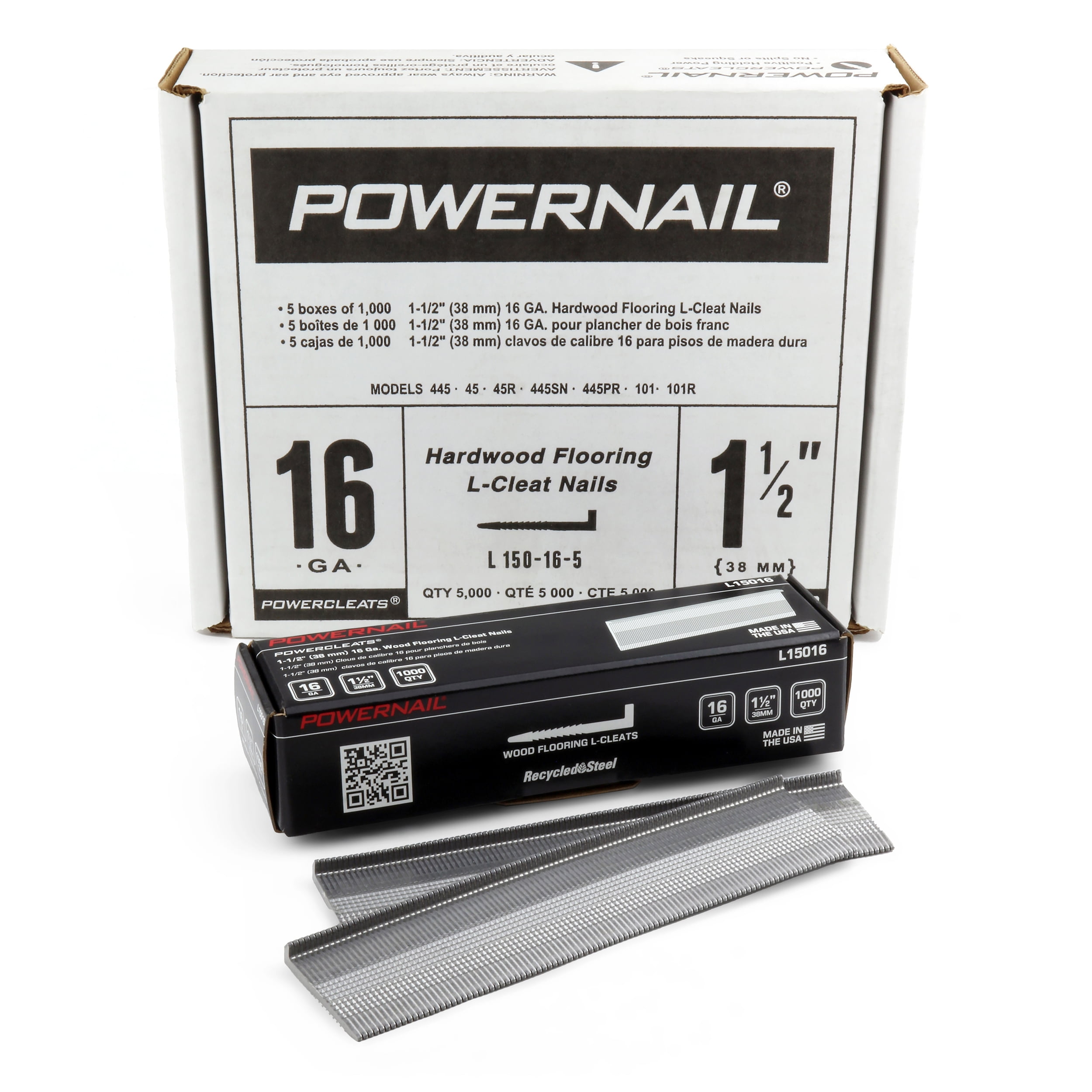 Powernail L150165 16 Gauge 1-1/2 Inch Length Hardwood Flooring L-Cleat ...
