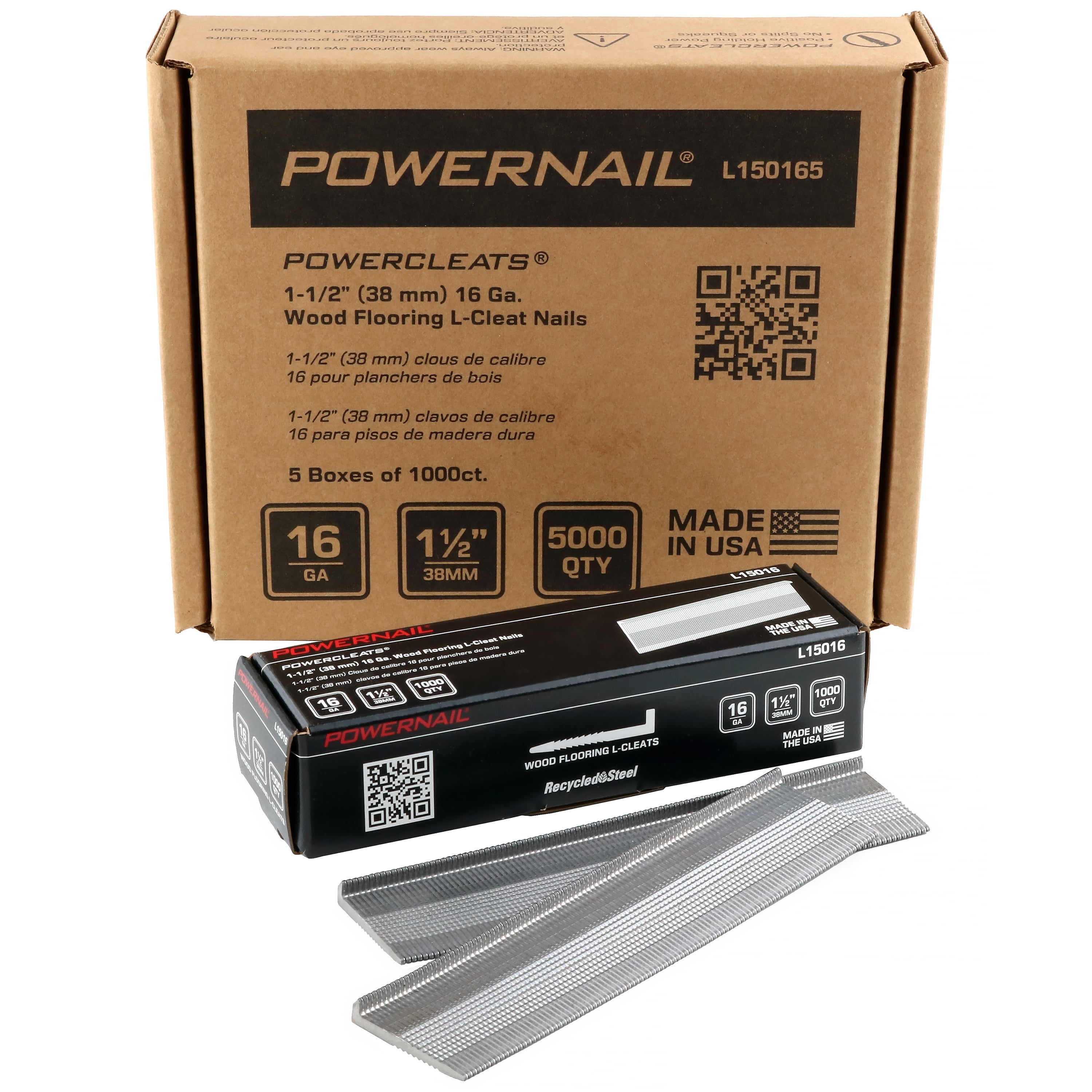 Powernail L150165 16 Gauge 1-1/2 Inch Length Hardwood Flooring L-Cleat ...