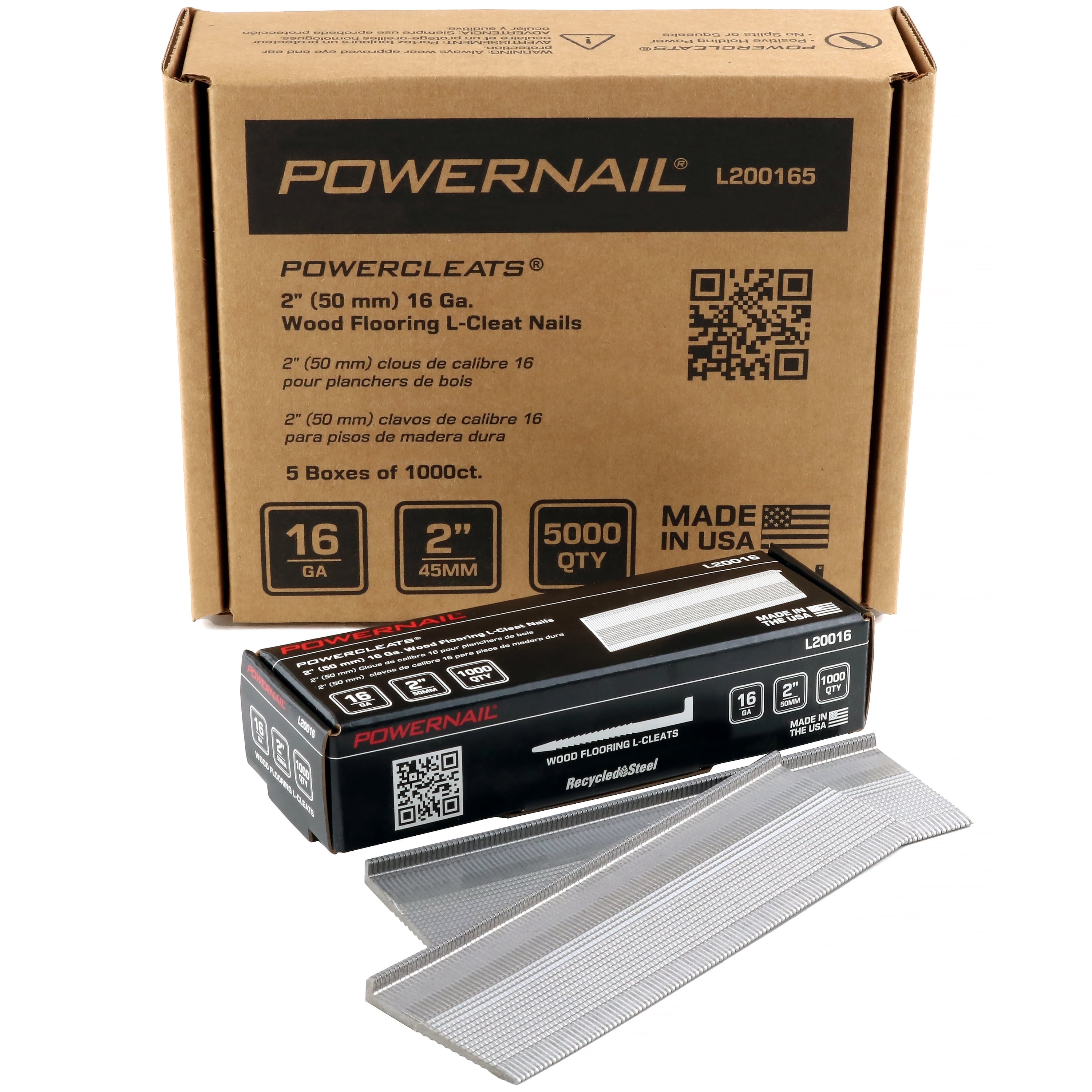 Powernail L200165 16 Gauge 2 Inch Length L-Cleats Nails for Hardwood ...
