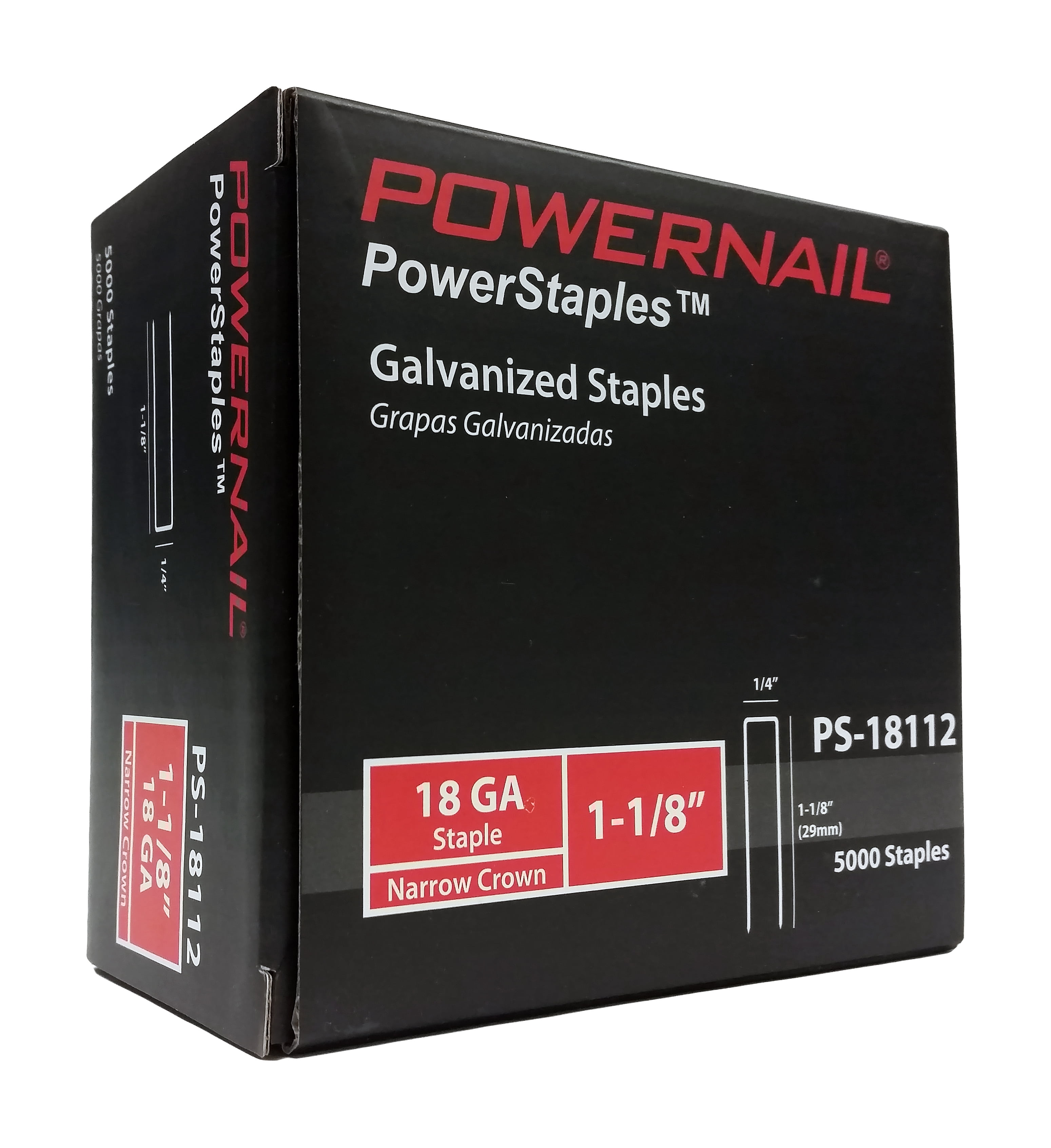 POWERNAIL 18-Gauge 1-1/8-Inch Narrow Crown Flooring Staples | PS18112 ...