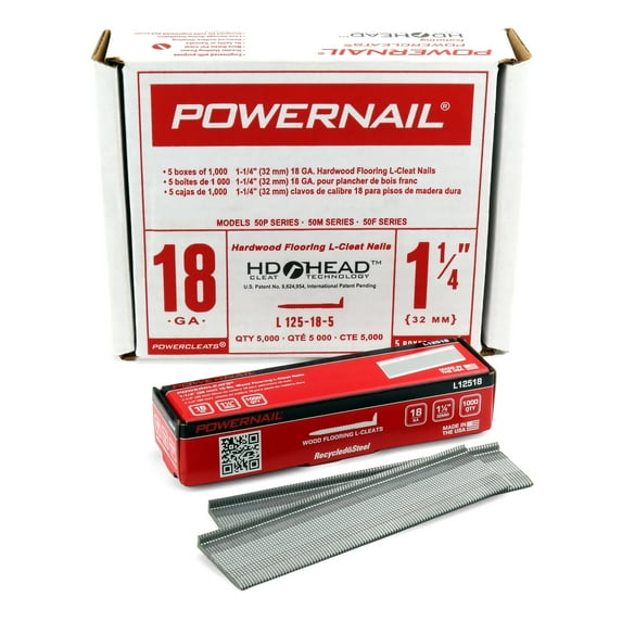 Powernail L125185 18-Gauge 1-1/4-Inch Length L-Cleats Flooring Nails ...