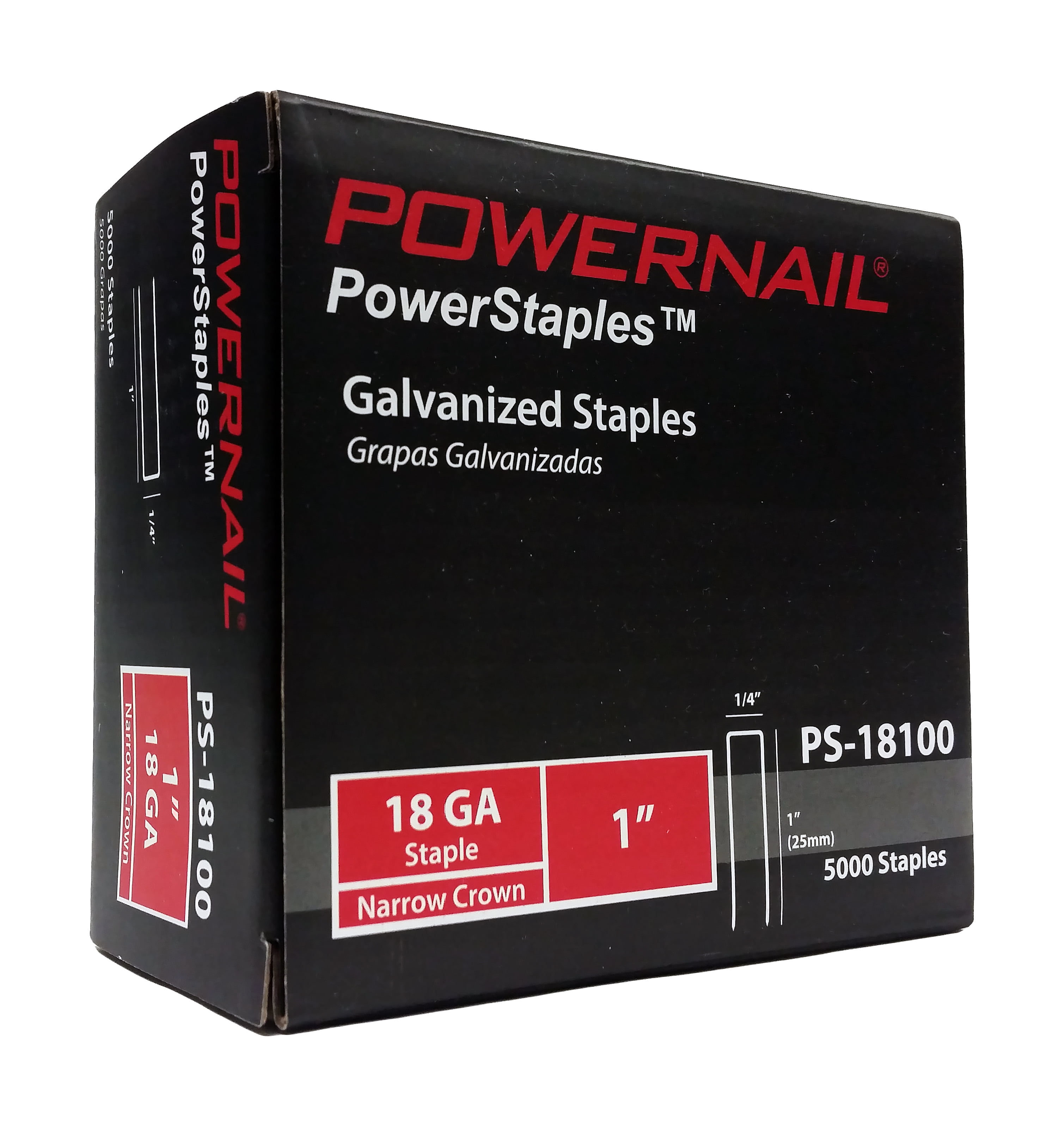 POWERNAIL 18-Gauge 1-Inch Narrow Crown Flooring Staples | PS18100 ...