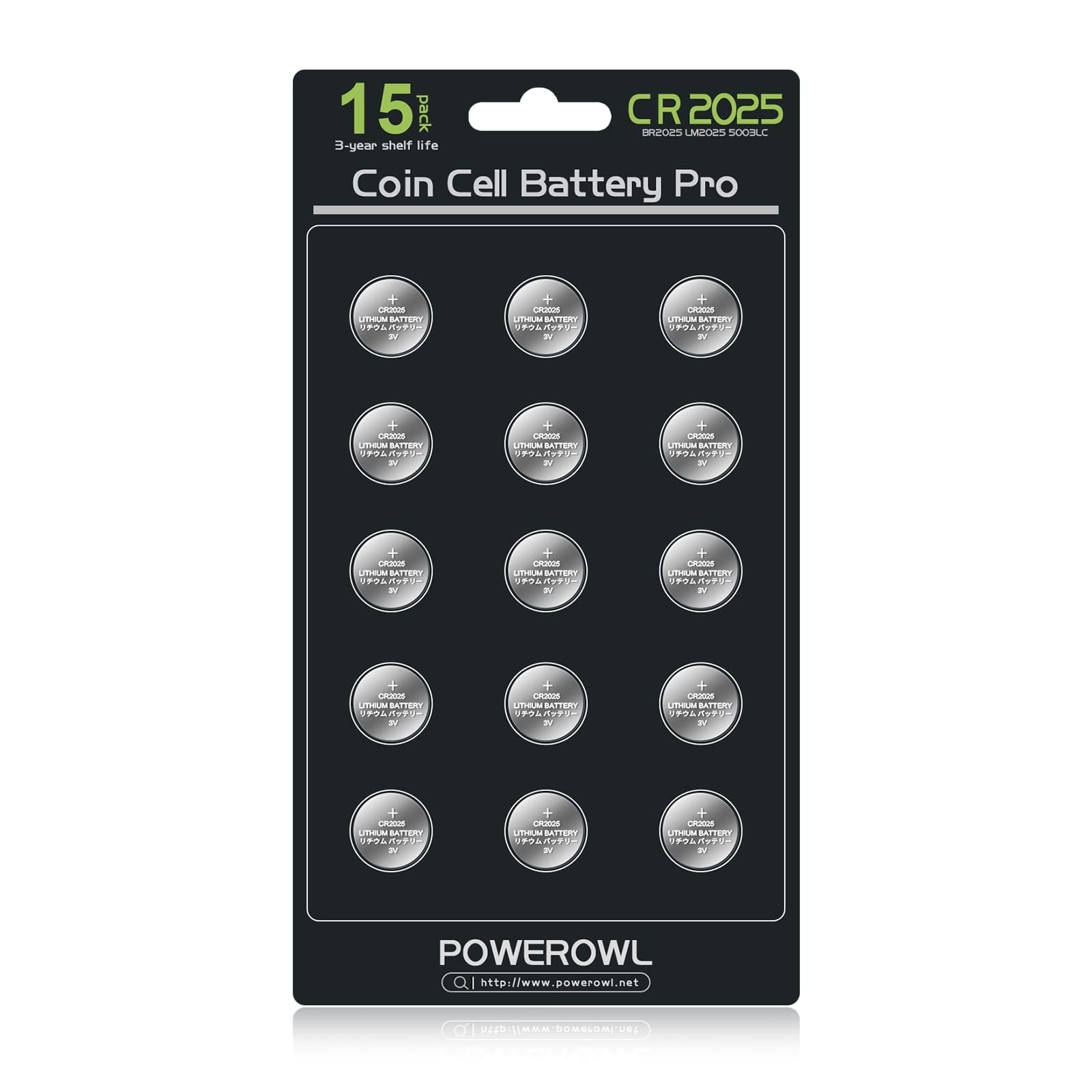 POWEROWL High Capacity CR2025 Battery (15-Pack) 2025 3v Lithium ...