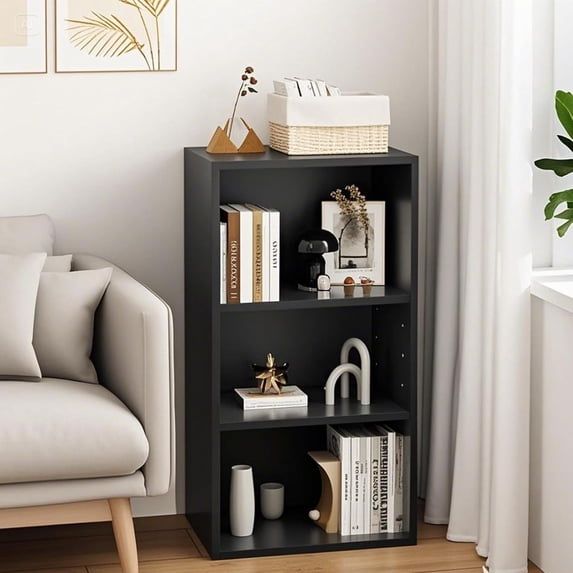 POWERSTONE 3 Tier Bookcase, Small Open Bookshelf, Wooden Storage Book ...