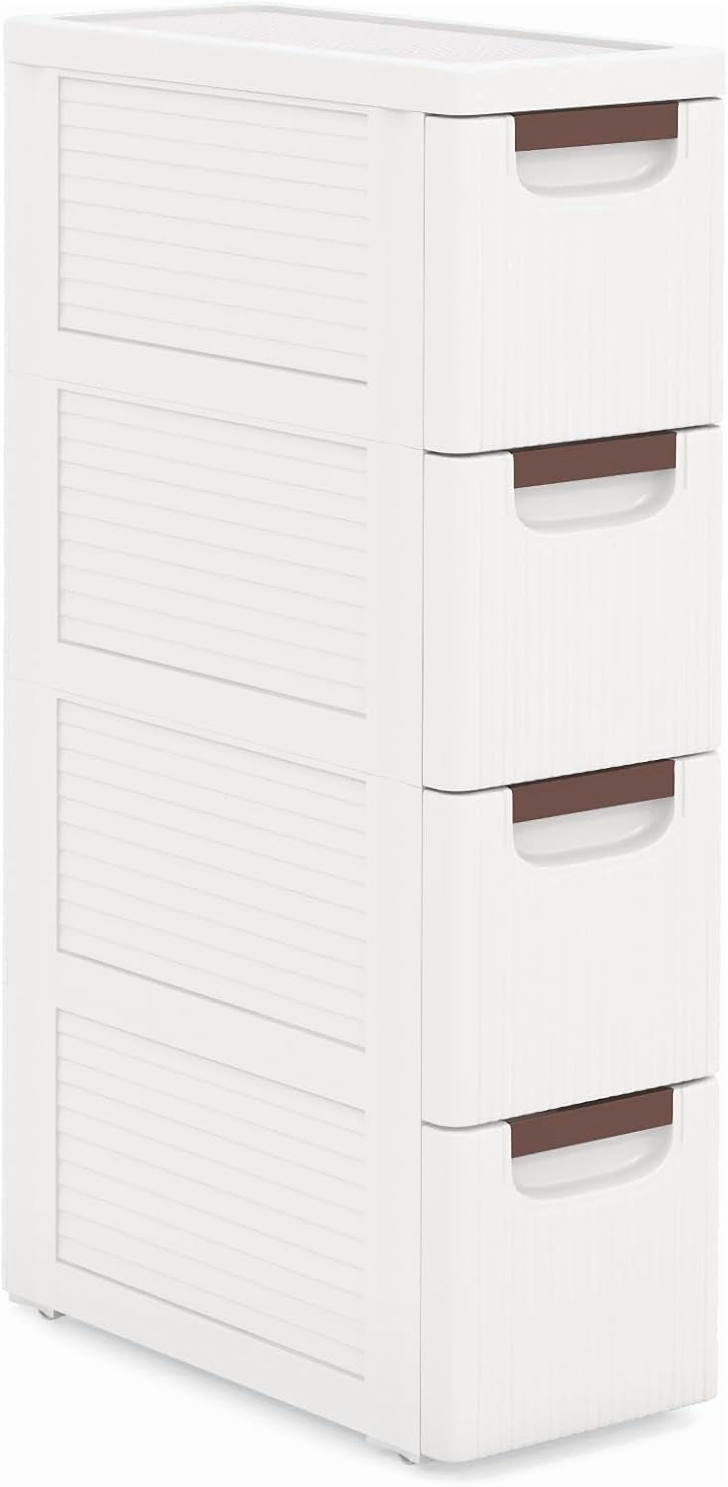 POWERSTONE 4-Drawer Plastic Rolling Storage Cabinet, Narrow Organizer ...