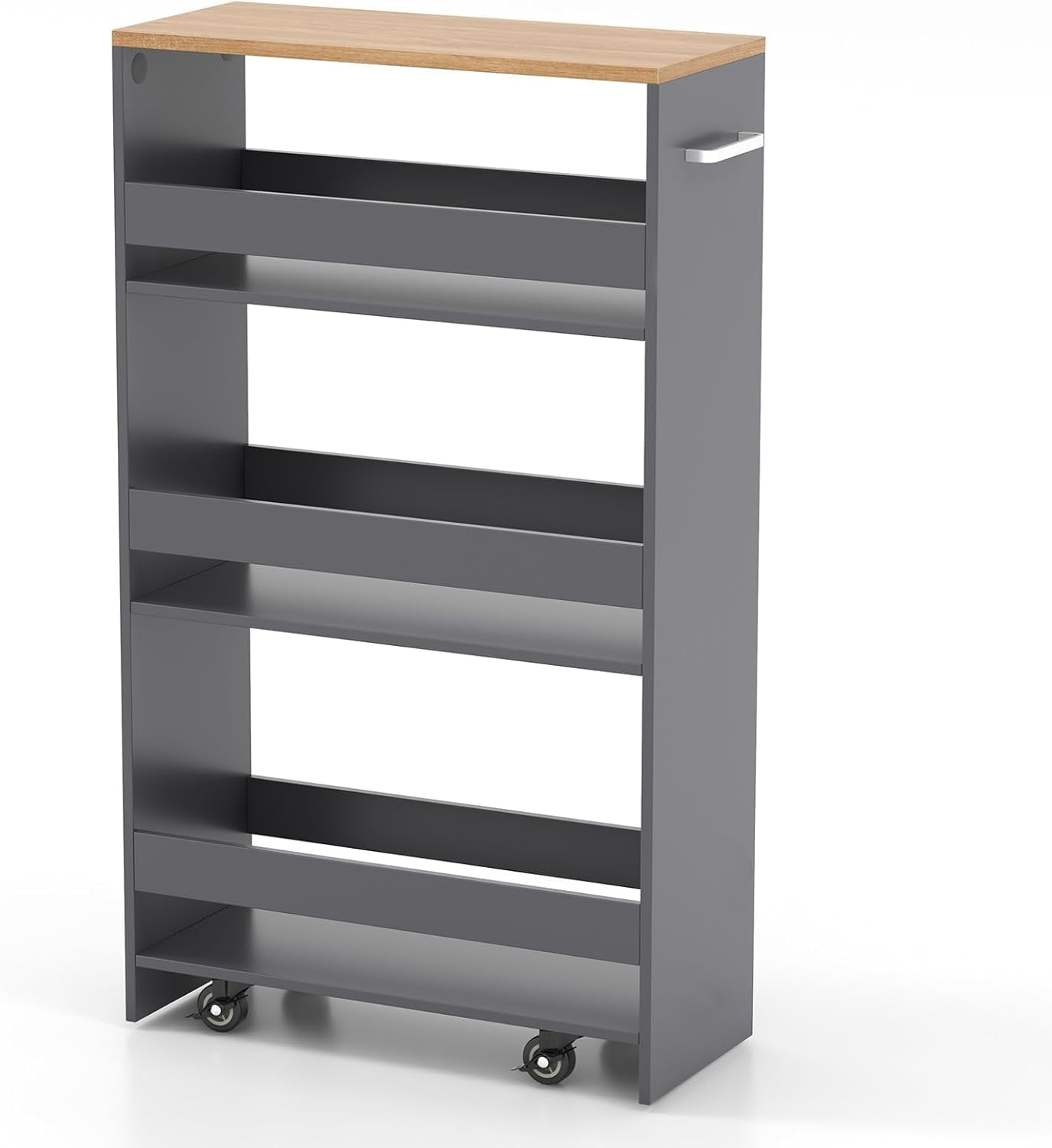POWERSTONE 4-Tier Slim Storage Cart, Narrow Kitchen Rolling Cart w ...