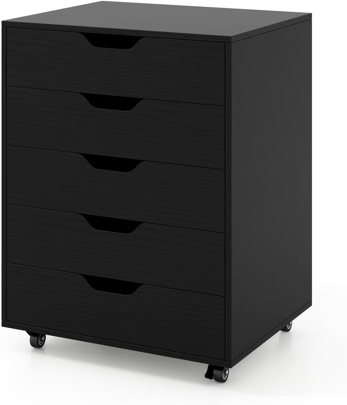 POWERSTONE 5 Drawers Chest Wood Storage Cabinets with Locking Wheels ...