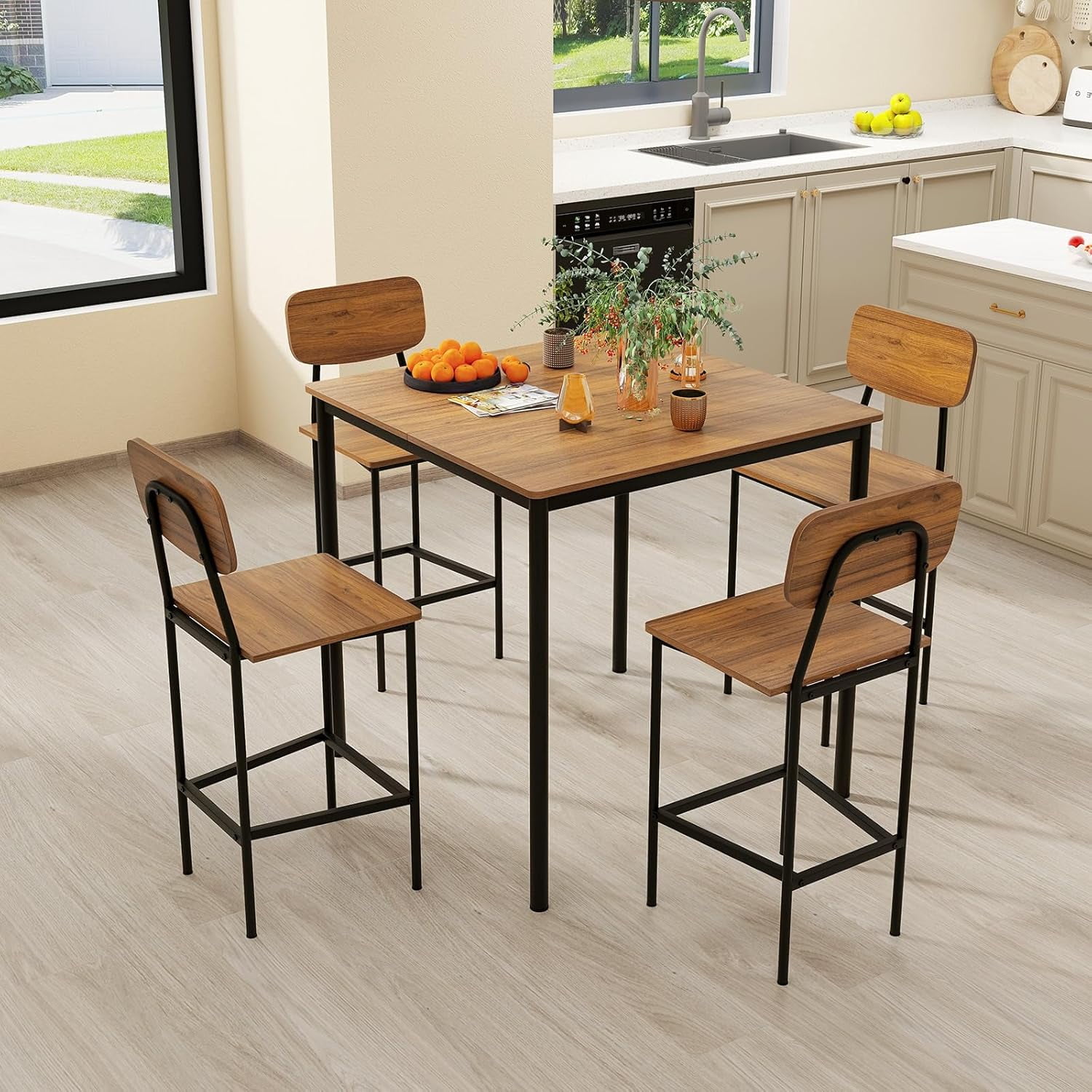 POWERSTONE 5 Piece Dining Table Set, Kitchen Table and Chairs for 4 ...