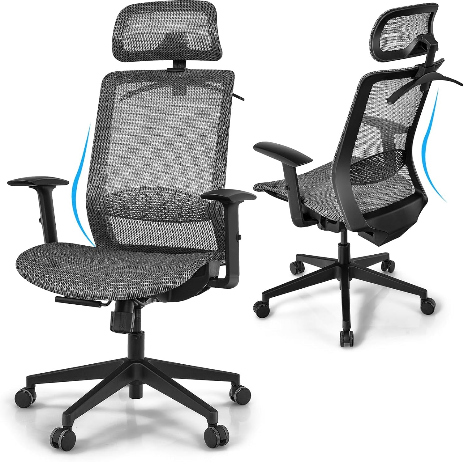 POWERSTONE Ergonomic Mesh Office Chair - High Back Computer Desk Tilt ...
