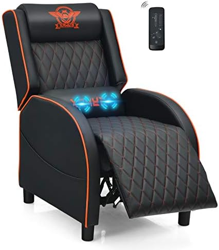 POWERSTONE Gaming Chair Recliner with Footrest Breathable PU Leather ...