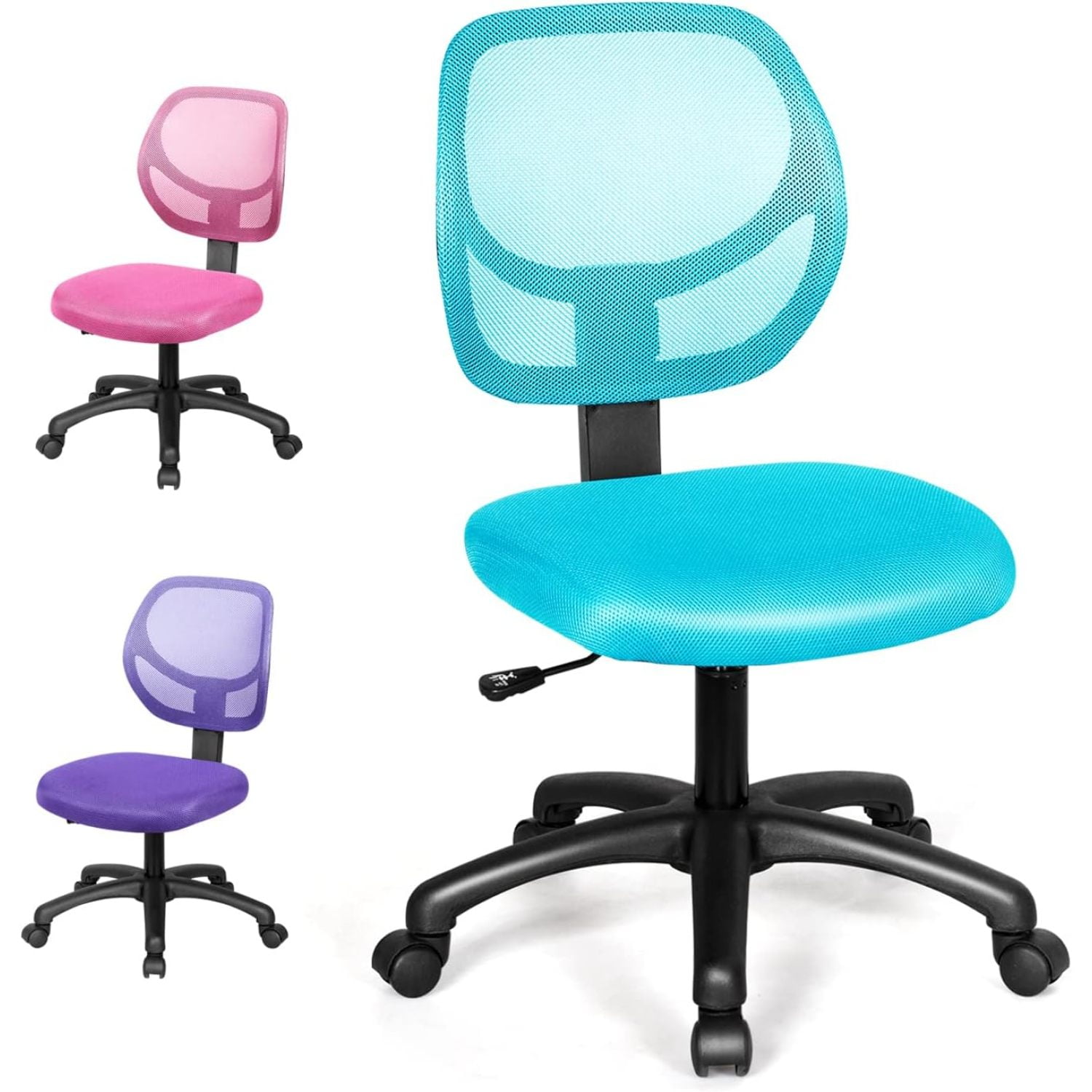 POWERSTONE Small Desk Chair Home Office Chair Armless Adjustable Swivel ...