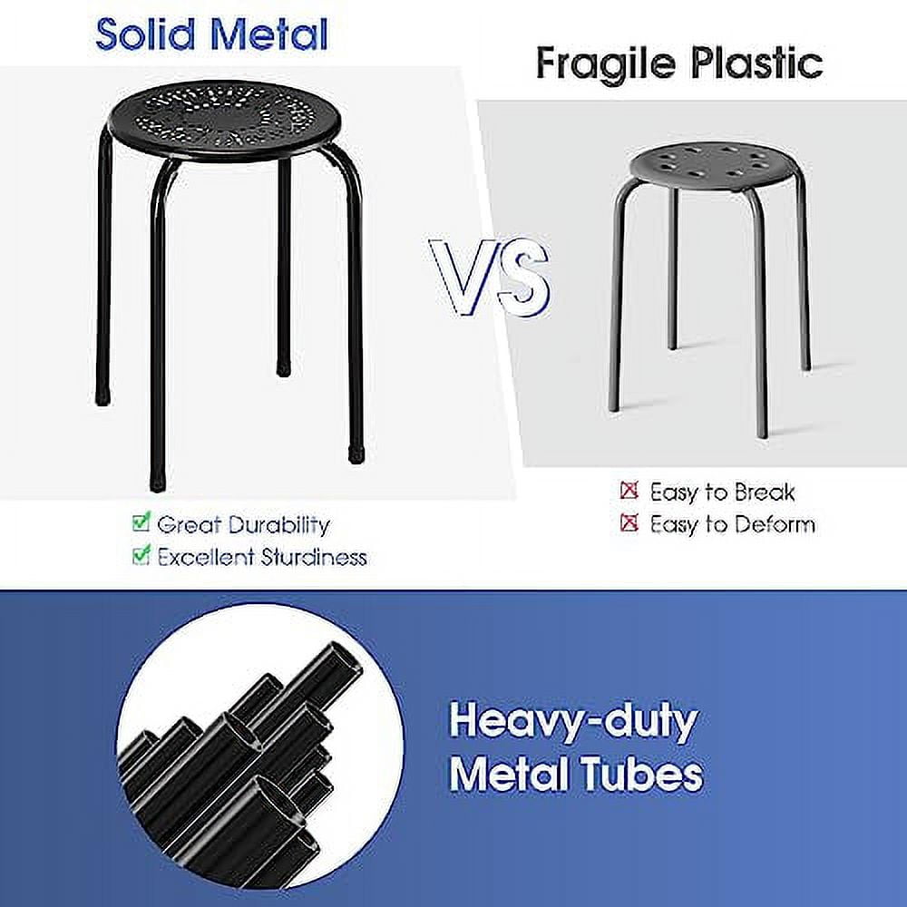 POWERSTONE Stackable Stools 6 Pack, Portable Stacking Bar Stools Iron ...