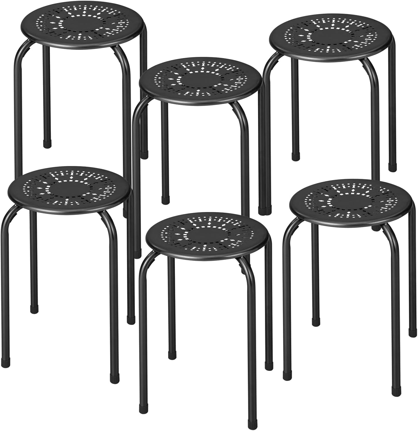 POWERSTONE Stackable Stools 6 Pack, Portable Stacking Bar Stools Iron ...