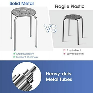 Costway 6Pcs Stackable Black Metal Stools with Round Top, Daisy ...