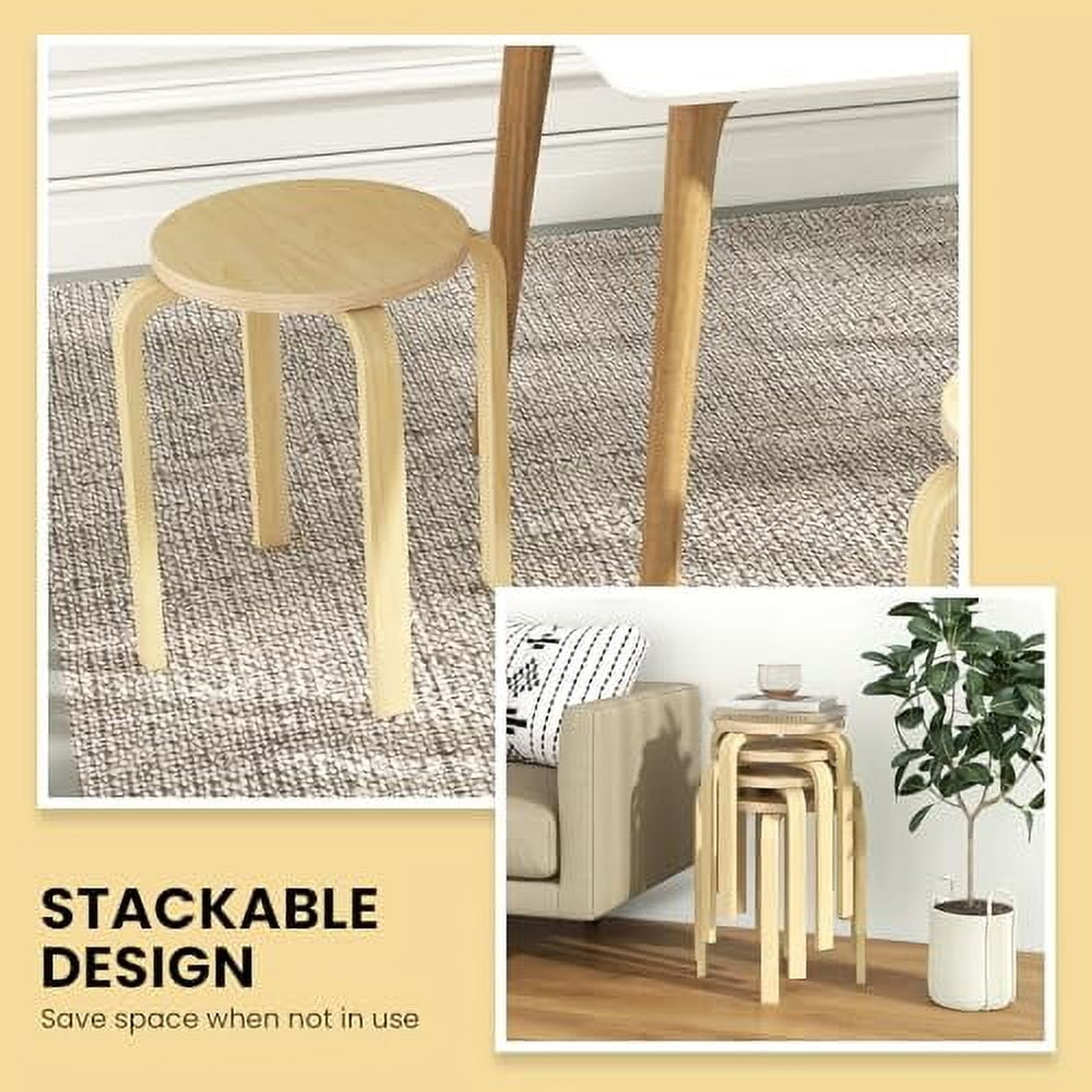 POWERSTONE Stacking Stools Set of 4, Portable Bentwood Nesting Stools, 18 Inch School Chairs ...