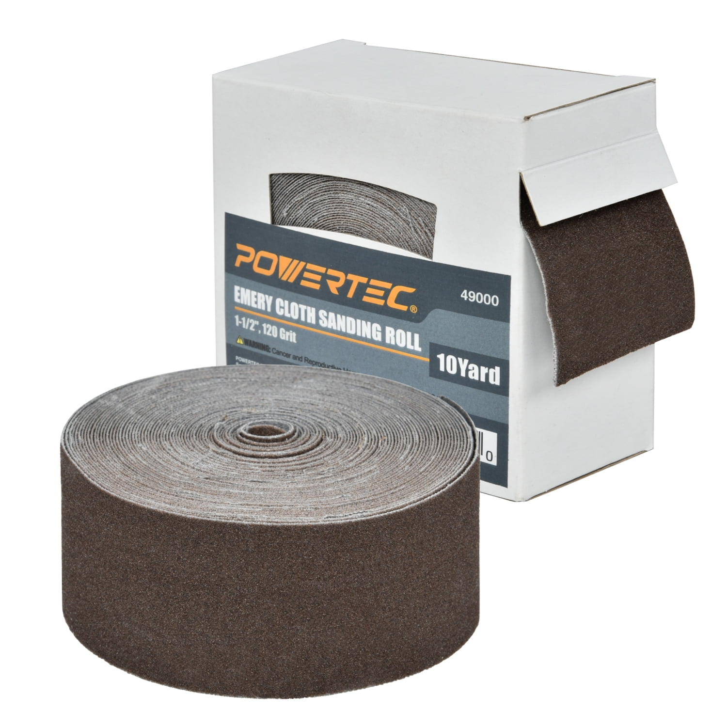 POWERTEC 1-1/2-Inch x 10 Yards, 120 Grit Emery Cloth Sanding Paper Roll ...