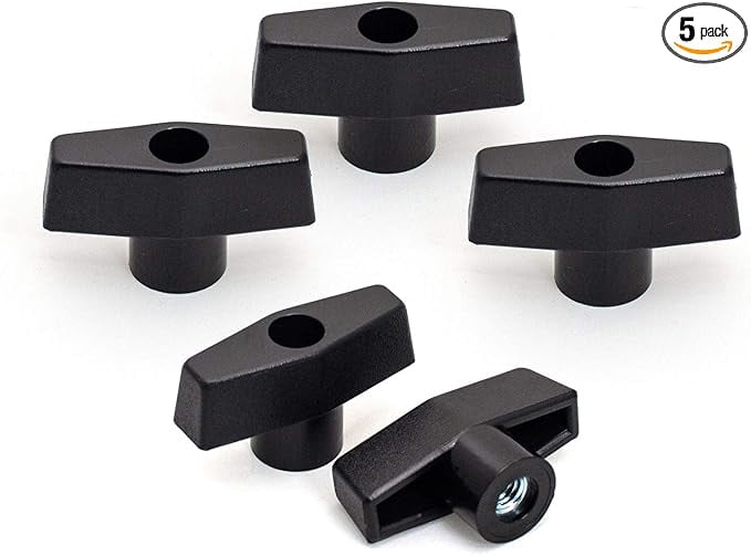 POWERTEC 1/4"-20 T Knobs 5 Pack, Clamping Knobs with Steel Insert for T ...