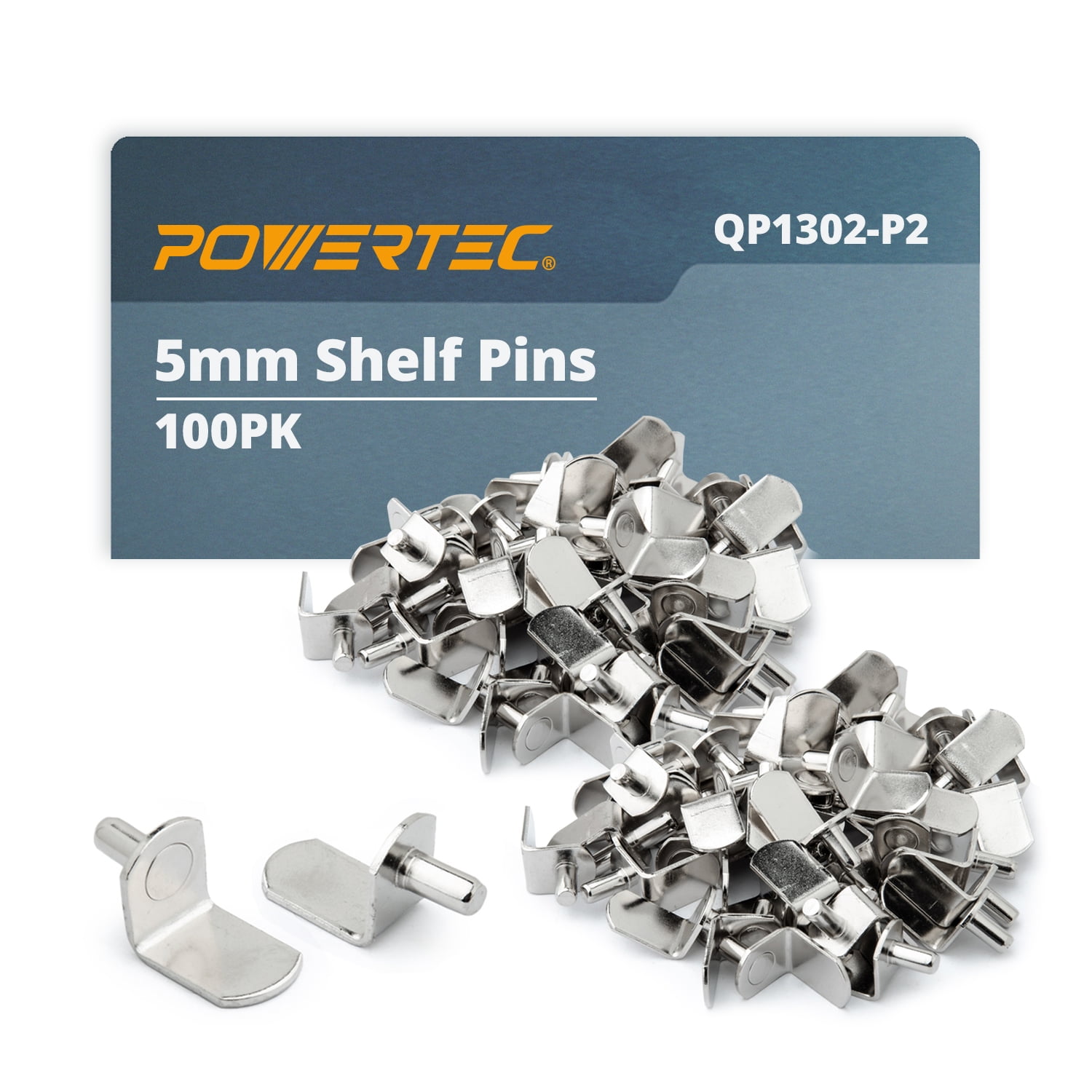 POWERTEC 100PK 5mm Shelf Pegs, L-Shaped Bracket Shelf Pins Support Pegs ...