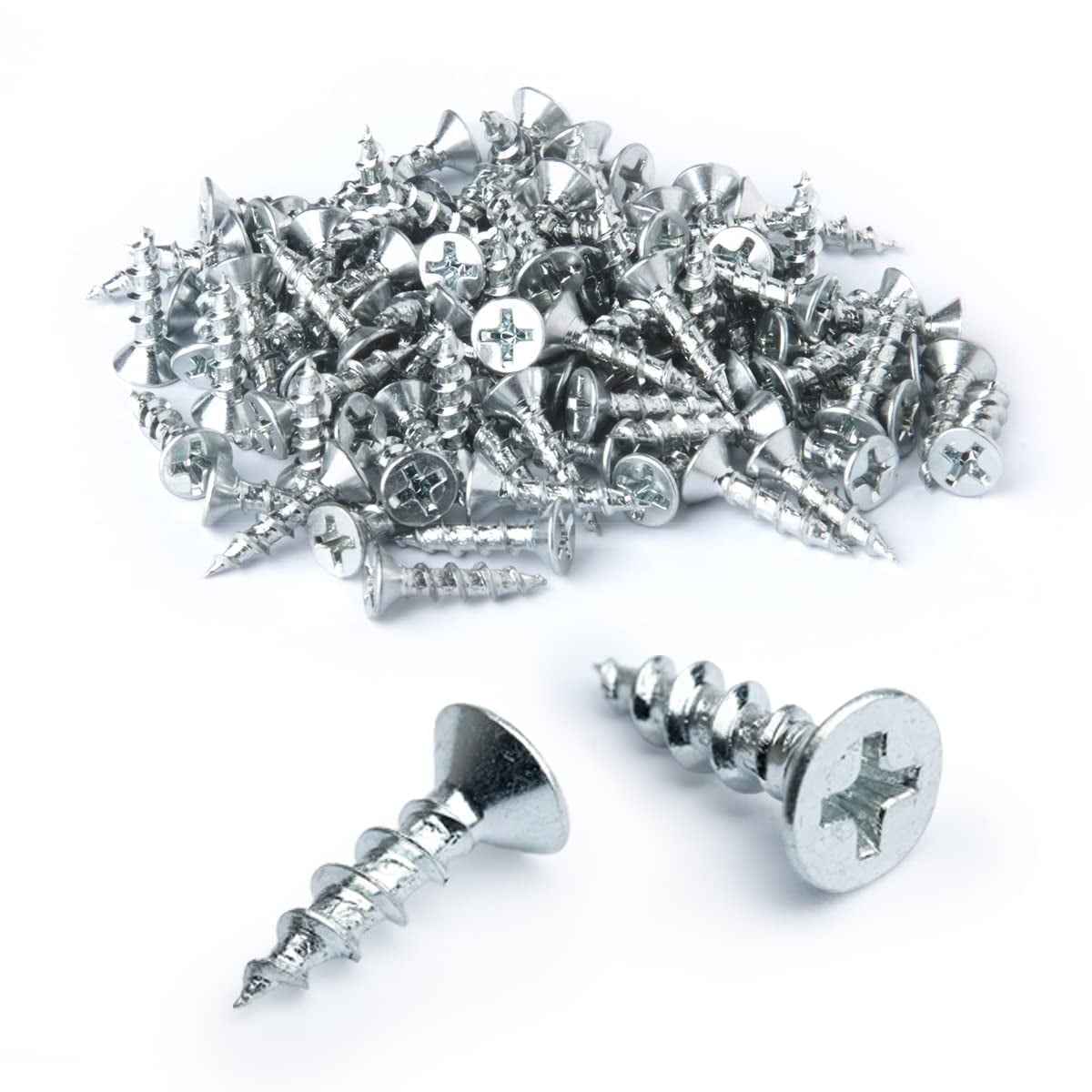 POWERTEC 100PK #6 x 5/8" Wood Screw Set, Phillips Flat Head Deep Thread ...