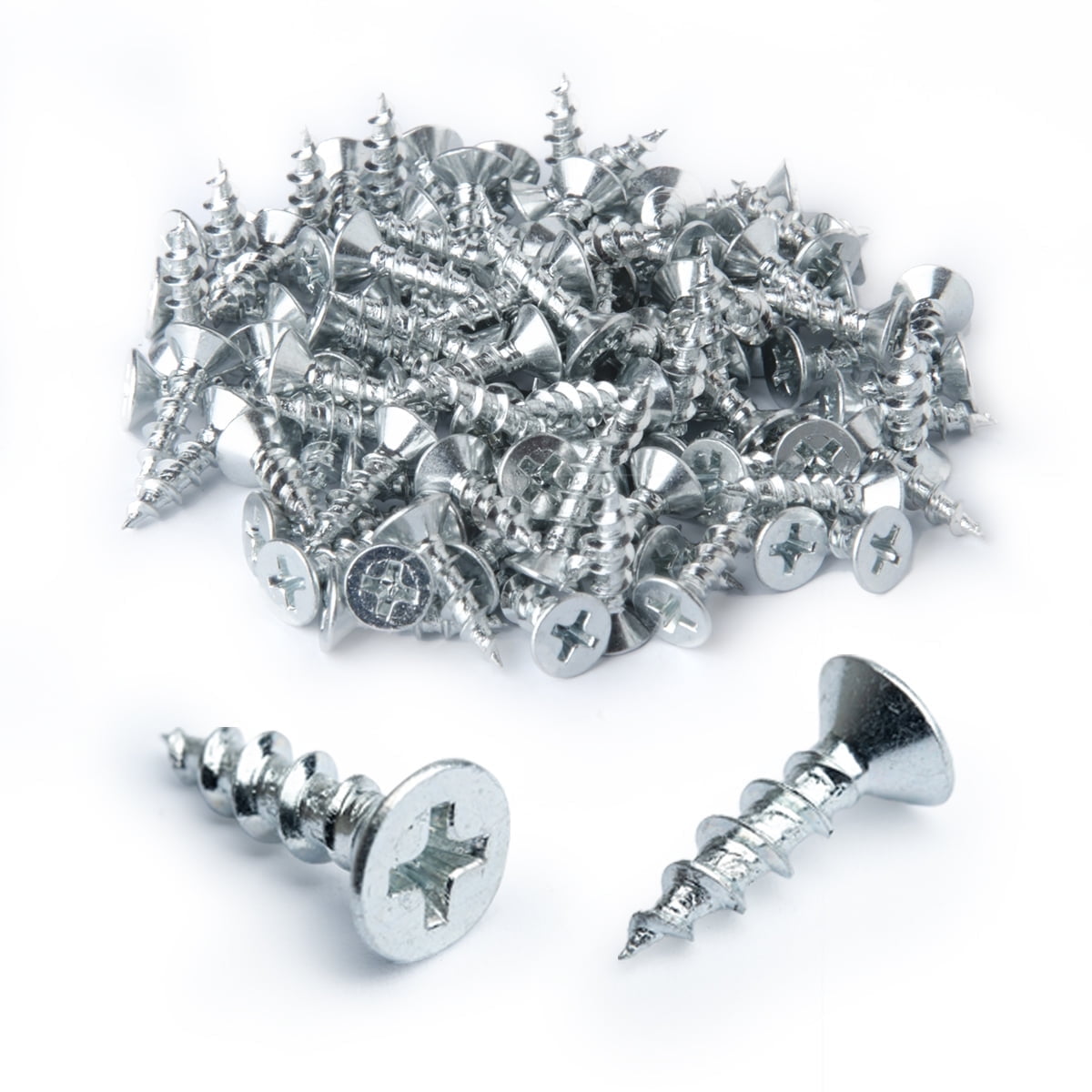 POWERTEC 100PK #8 x 5/8" Wood Screw Set, Phillips Flat Head Deep Thread ...
