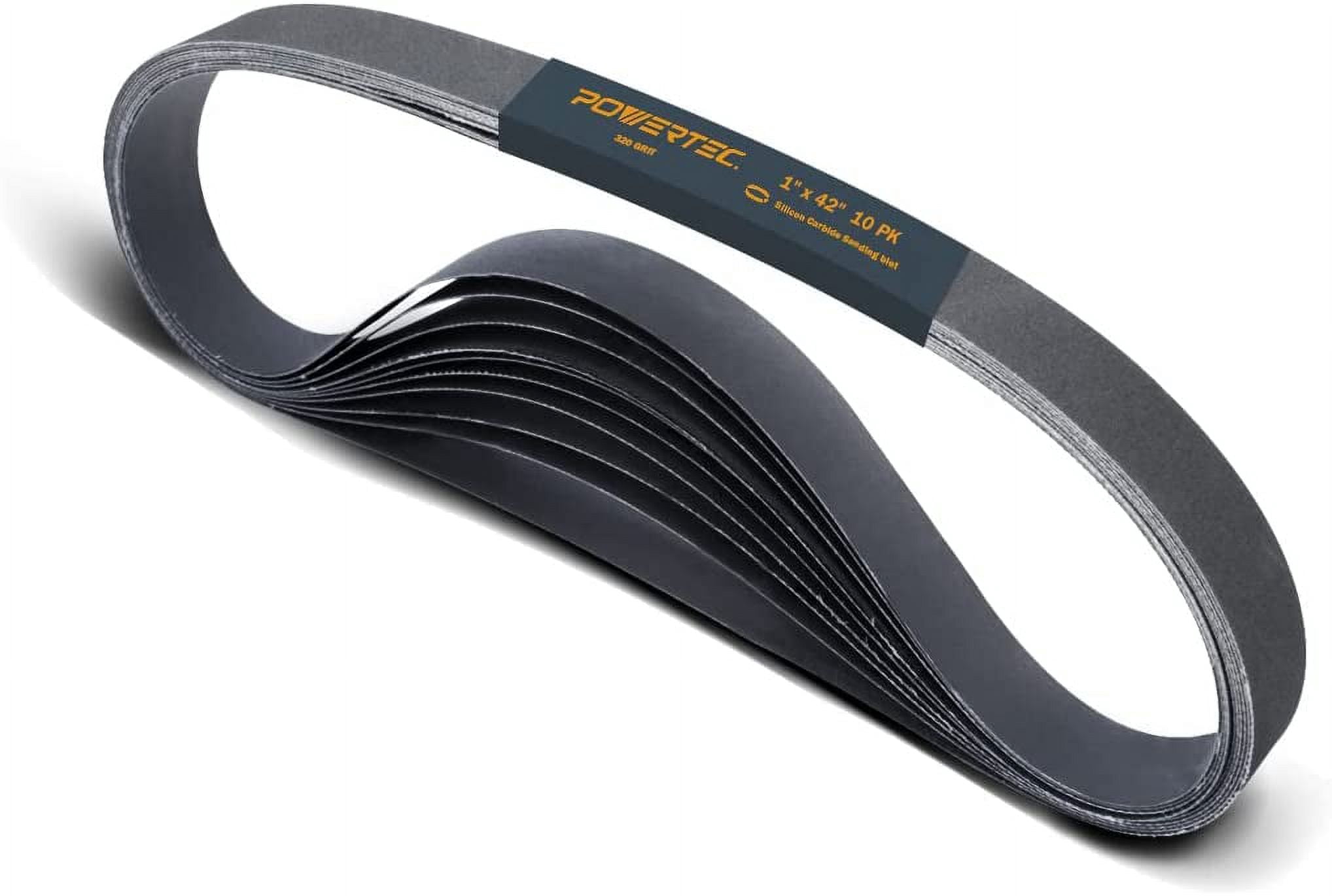 POWERTEC 10PK 1" x 42" Sanding Belts, Silicon Carbide Abrasive 320 Grit ...