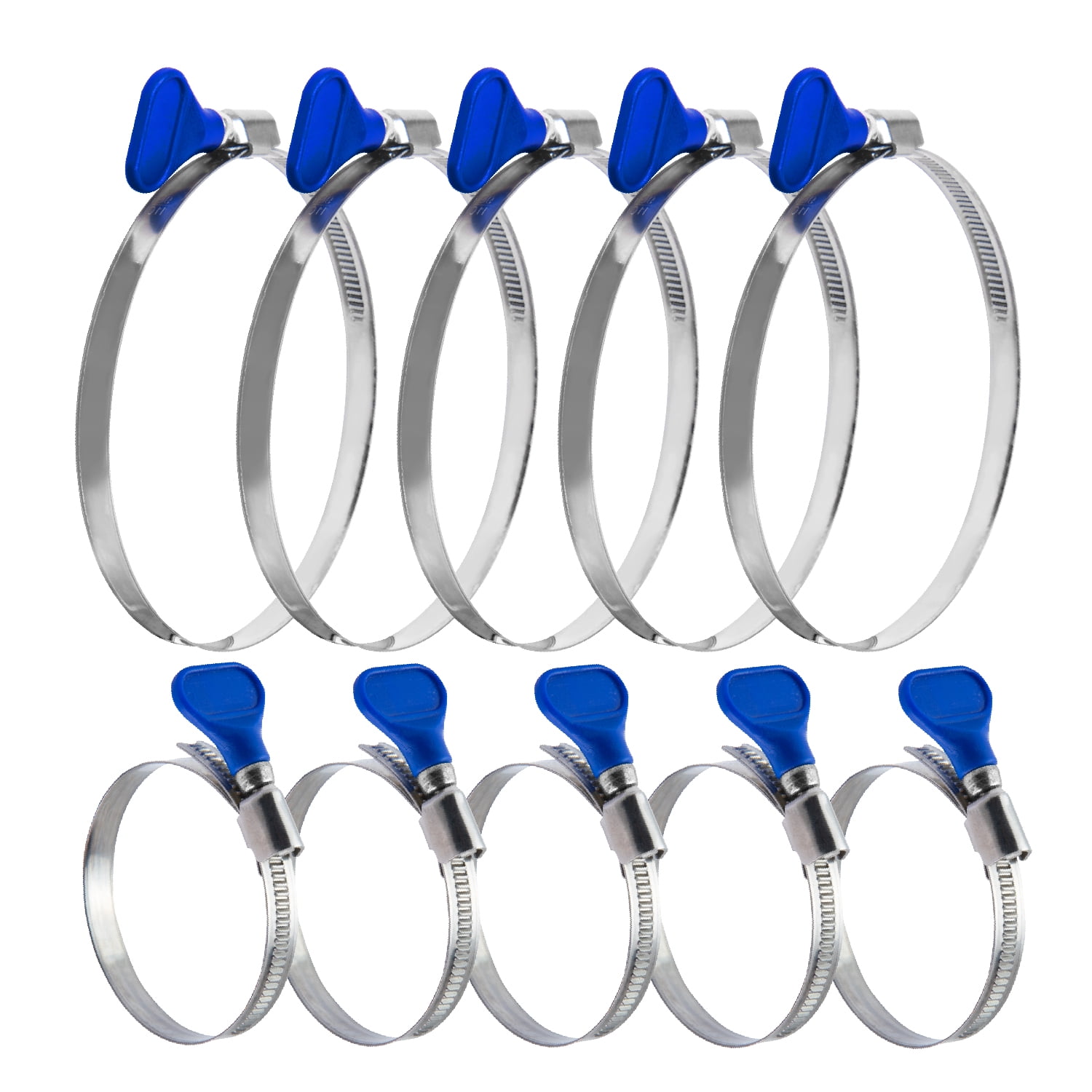 POWERTEC 10PK 2-1/2 & 4 inch Stainless Steel Hose Clamp, Thumb Screw ...