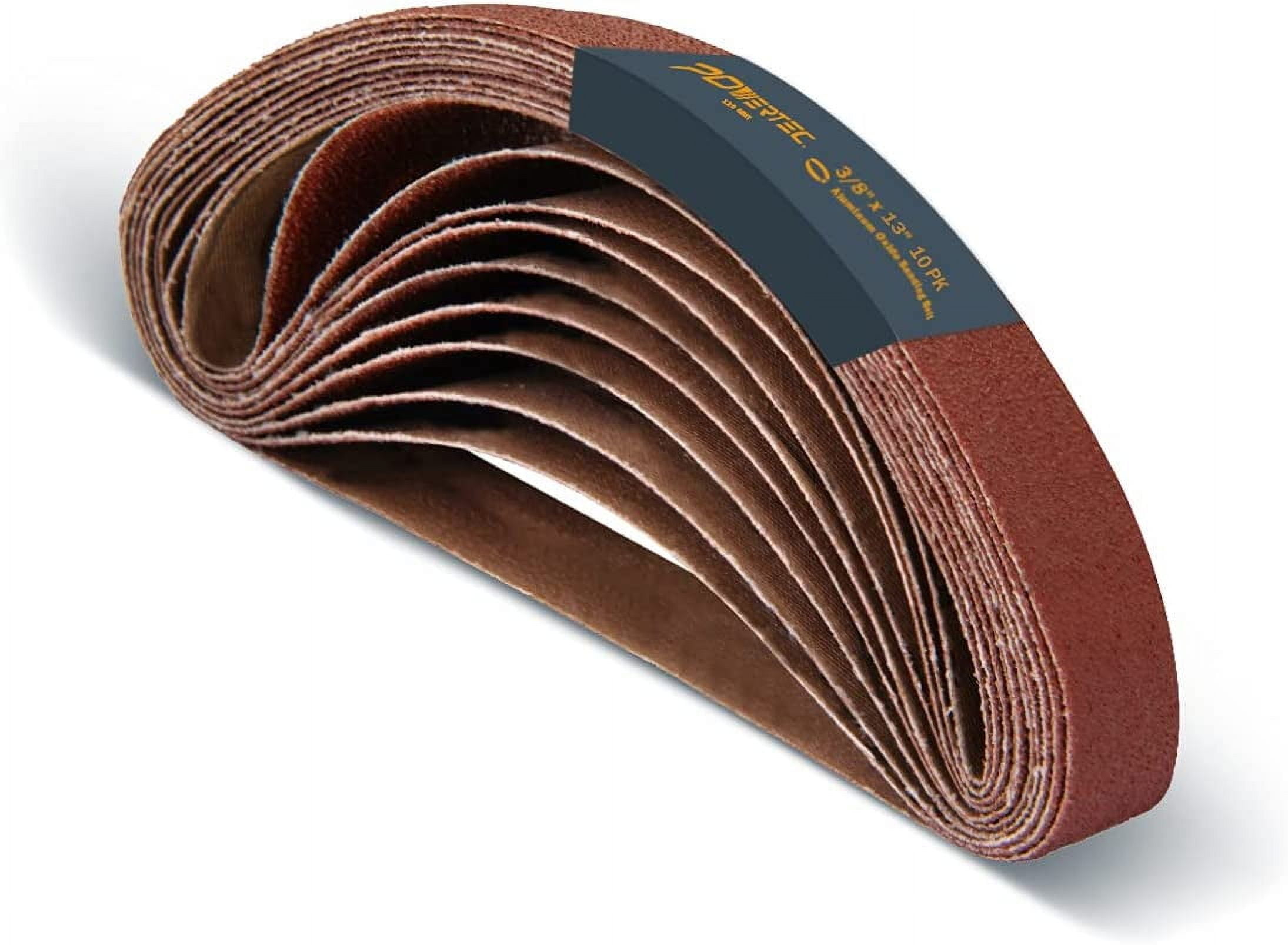 POWERTEC 10PK 3/8 x 13 Inch Sanding Belts for Air Belt Sander, 120 Grit ...