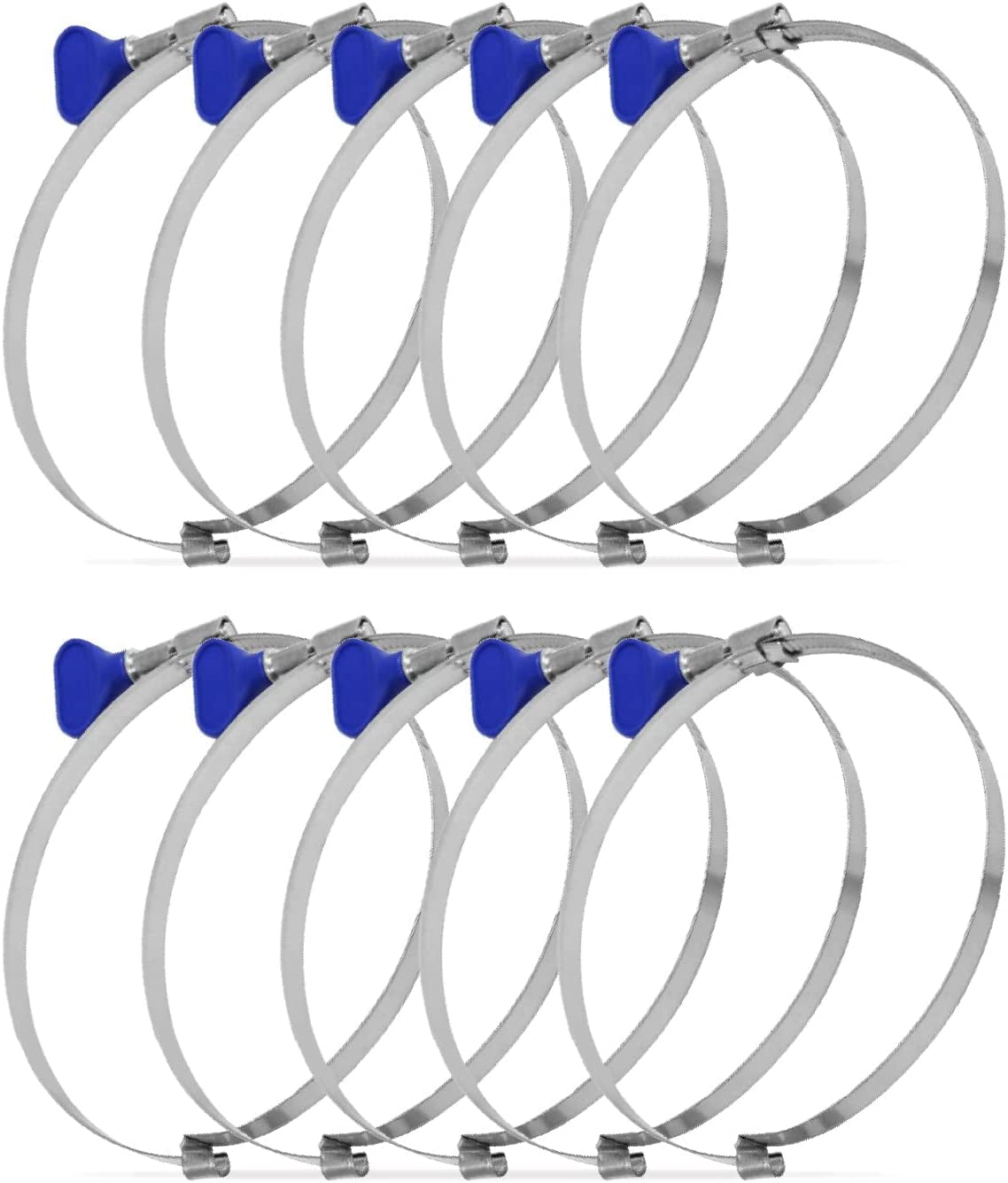 POWERTEC 10PK 4 Inch Left Hand Keyed Bridge Hose Clamp, Thumb Screw Key ...