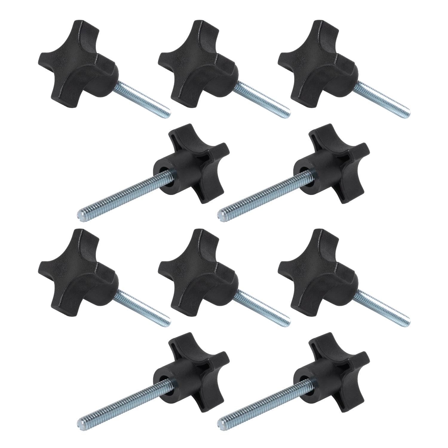 POWERTEC 10PK 4-Point Stud Knobs, 1/4"-20 Threaded Thumb Screw Star ...