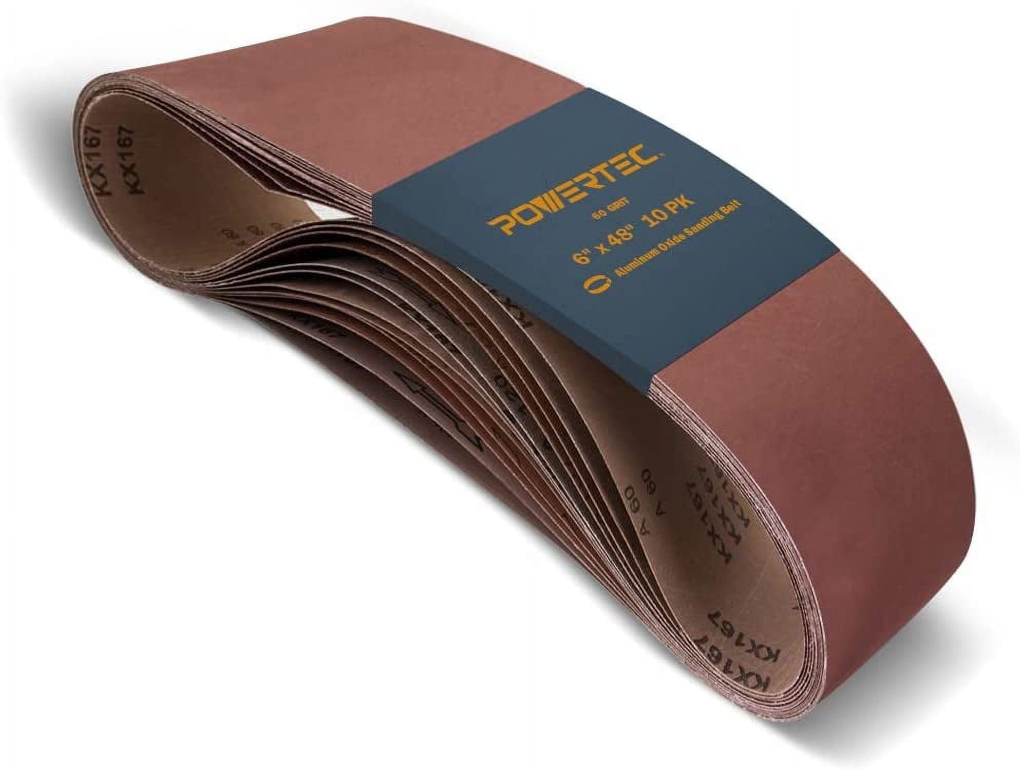 POWERTEC 10PK 6 x 48 Inch Sanding Belts, 60 Grit Aluminum Oxide Belt ...