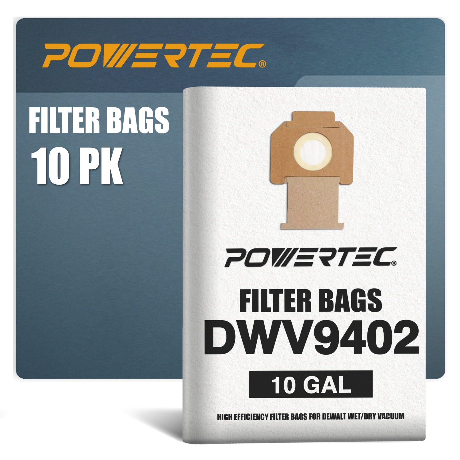 POWERTEC 10PK Shop Vacuum Bags for DeWalt DWV9402 Vacuum Bag ...
