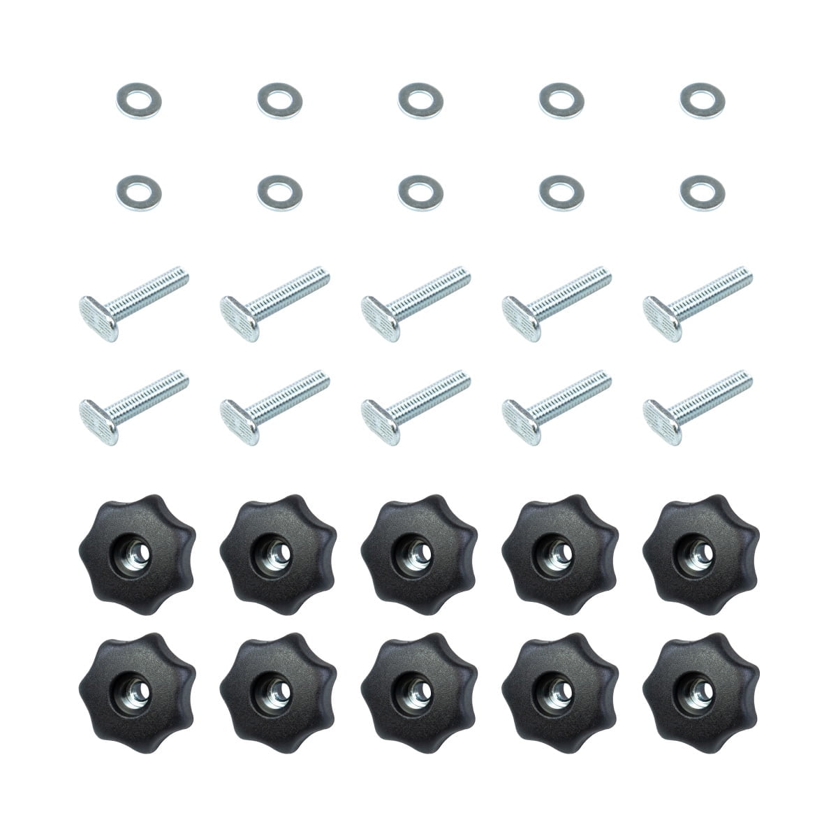 POWERTEC 10PK T Track Knob Kit w/ 7 Star Knob, 1/4-20 Threaded Bolts ...