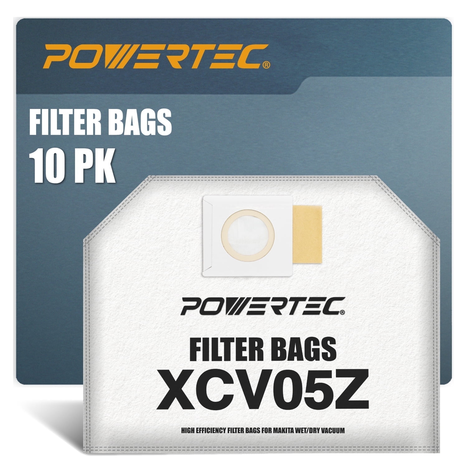POWERTEC 10PK XCV05 Filter Bags for Makita, 161471-7 Replacement Vacuum ...