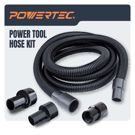 POWERTEC 10 ft. Dust Collection Hose Kit with Adapter for Power Tools ...
