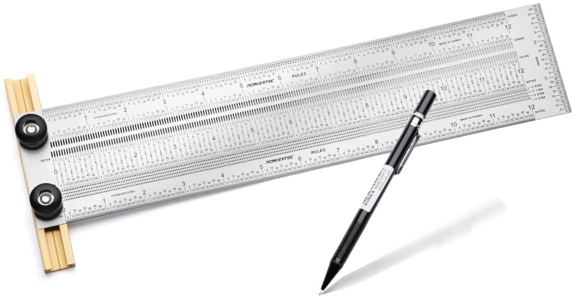 POWERTEC 12'' Precision Marking T-Square, T Ruler w/Pencil for ...