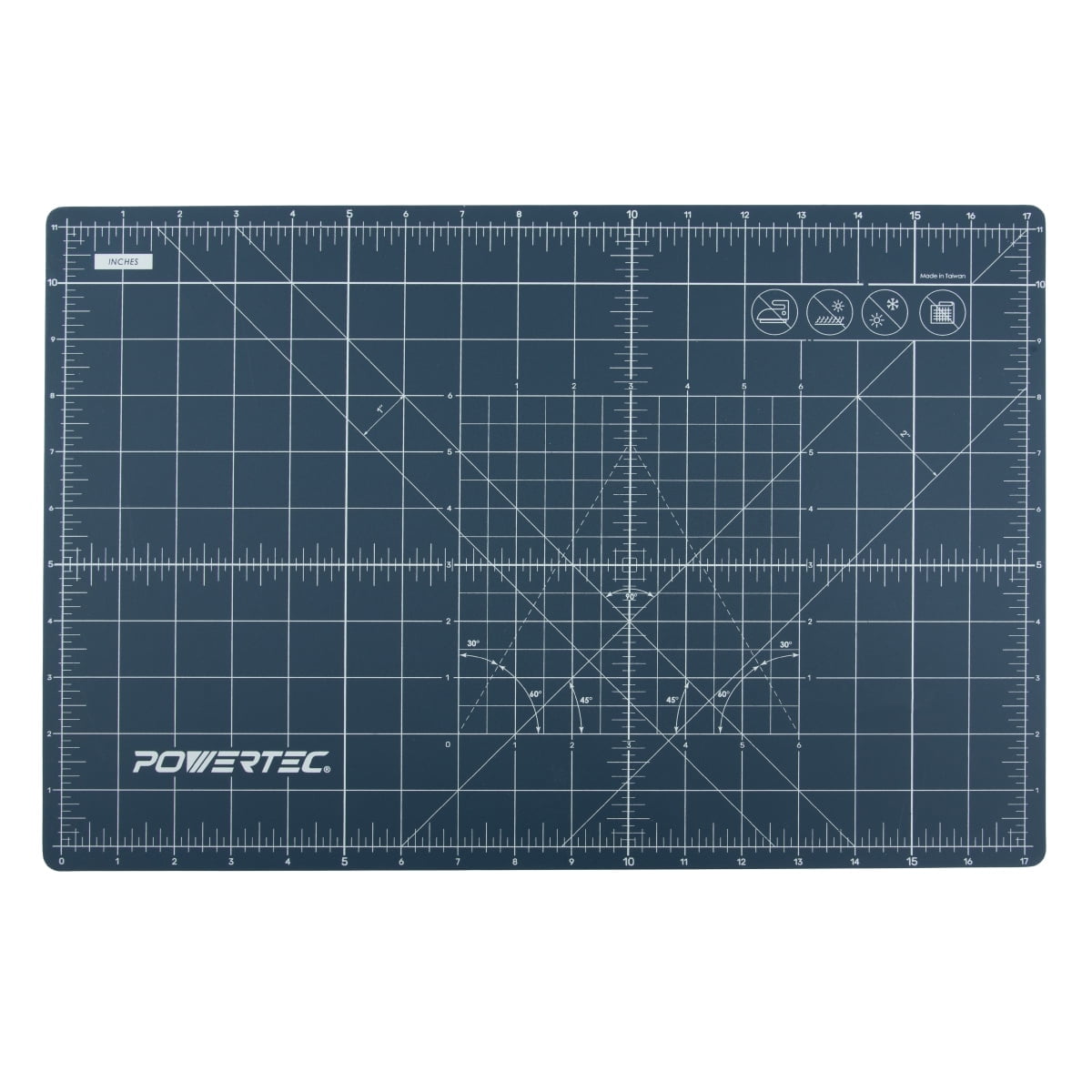 POWERTEC 12" x 18" A3 Non-Slip Double Sided Rotary Cutting Mat with ...