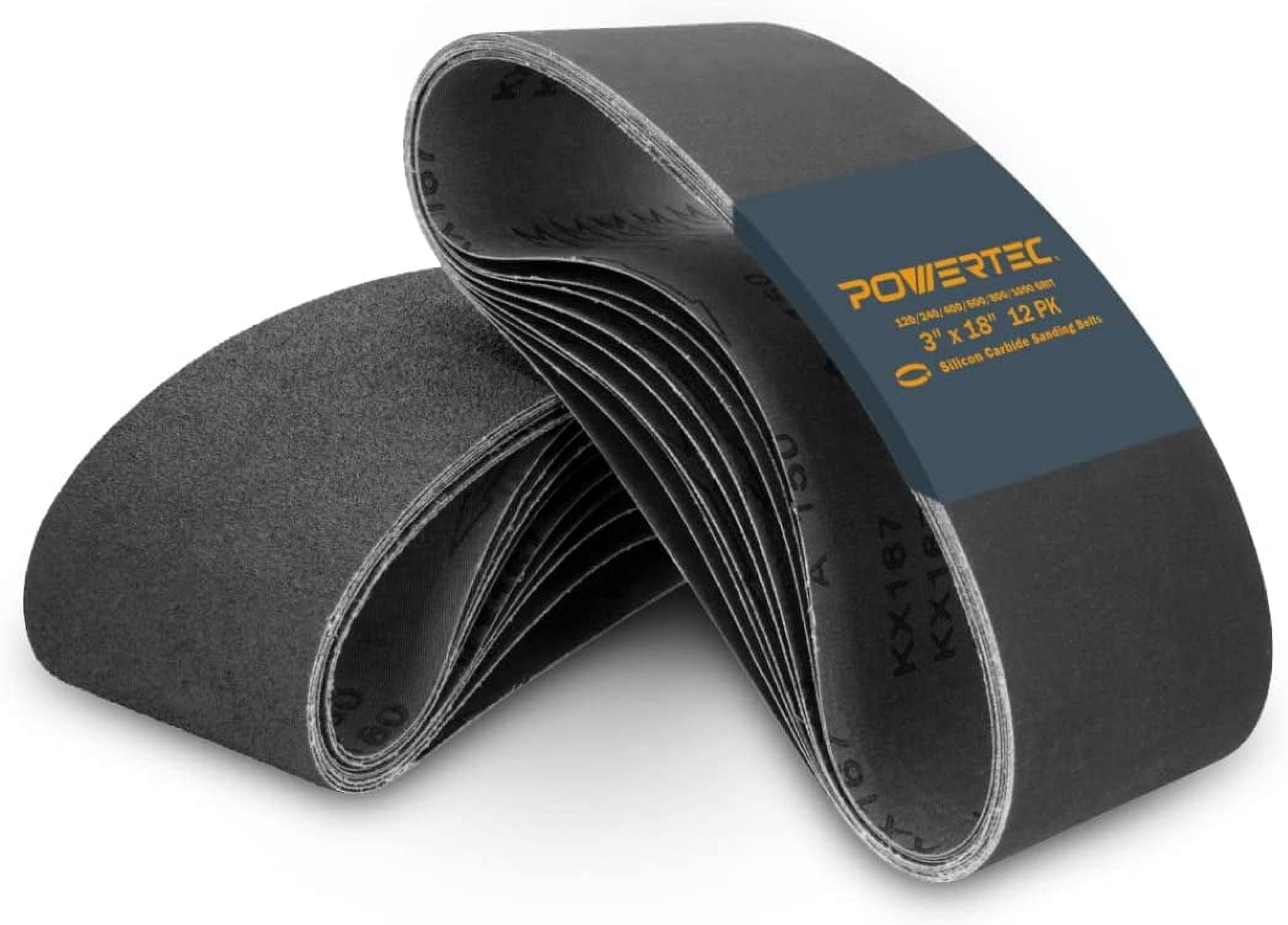 POWERTEC 12PK 3 x 18 Inch Sanding Belts, 2 Each of 120/240/400/600/800 ...