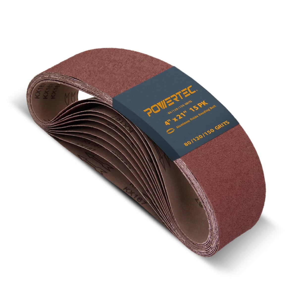 POWERTEC 15PK 4 x 21 Inch Sanding Belts for Belt Sander, 5 Each of 80 ...