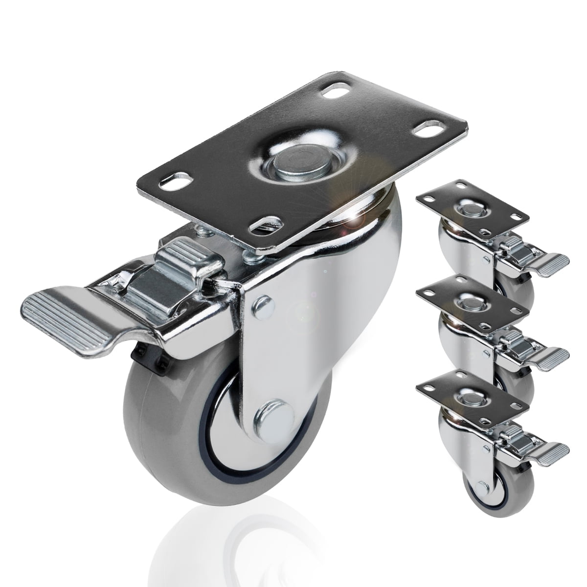 POWERTEC 17208 3 Inch Heavy Duty Dual Locking Swivel Plate Caster ...